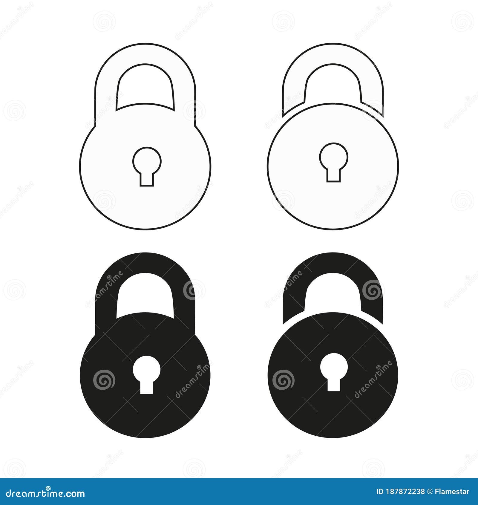 Lock Icon, Black Isolated on White Background, Vector Stock Vector ...