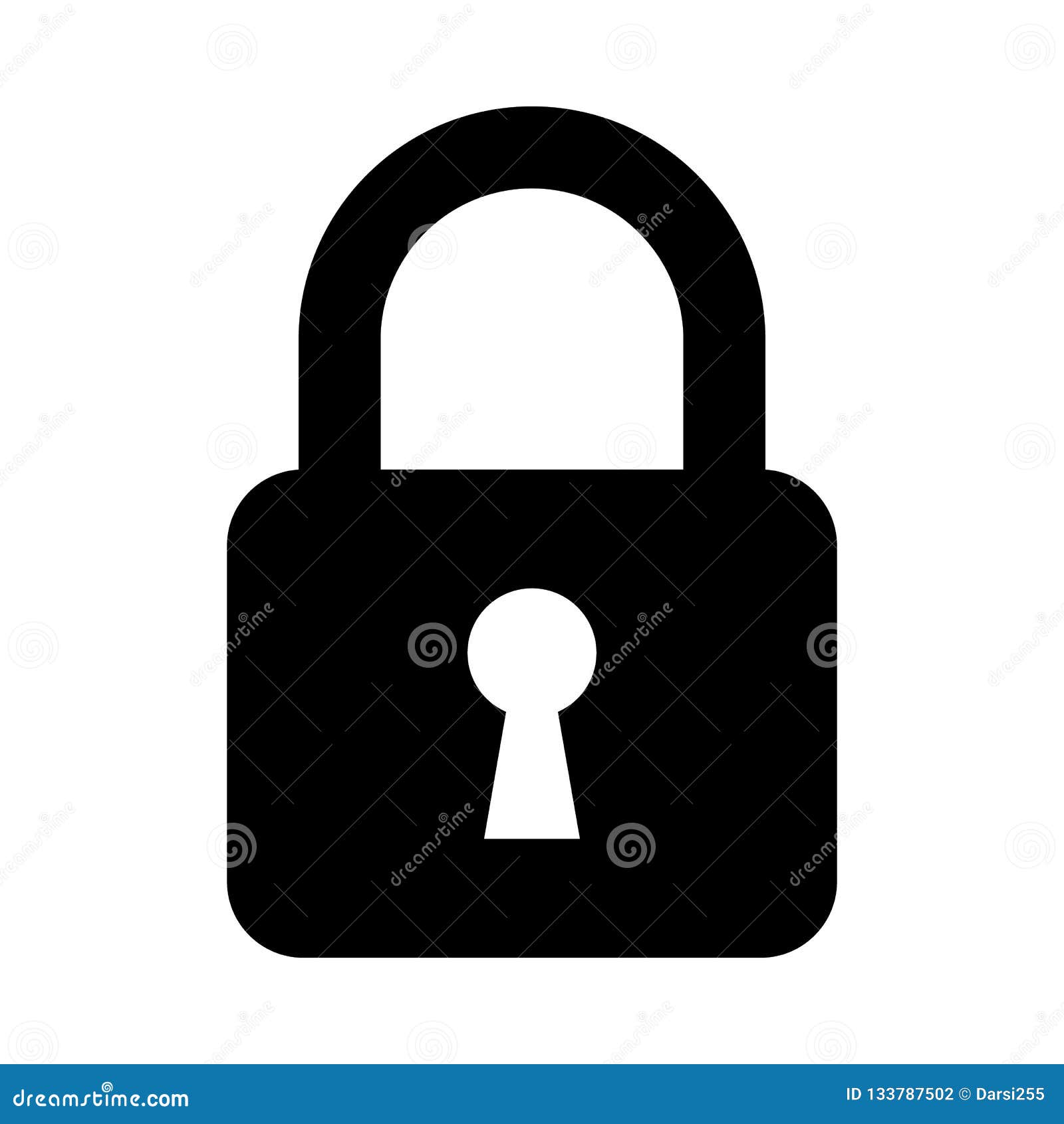 Lock Icon, Black Isolated on White Background, Vector Illustration ...