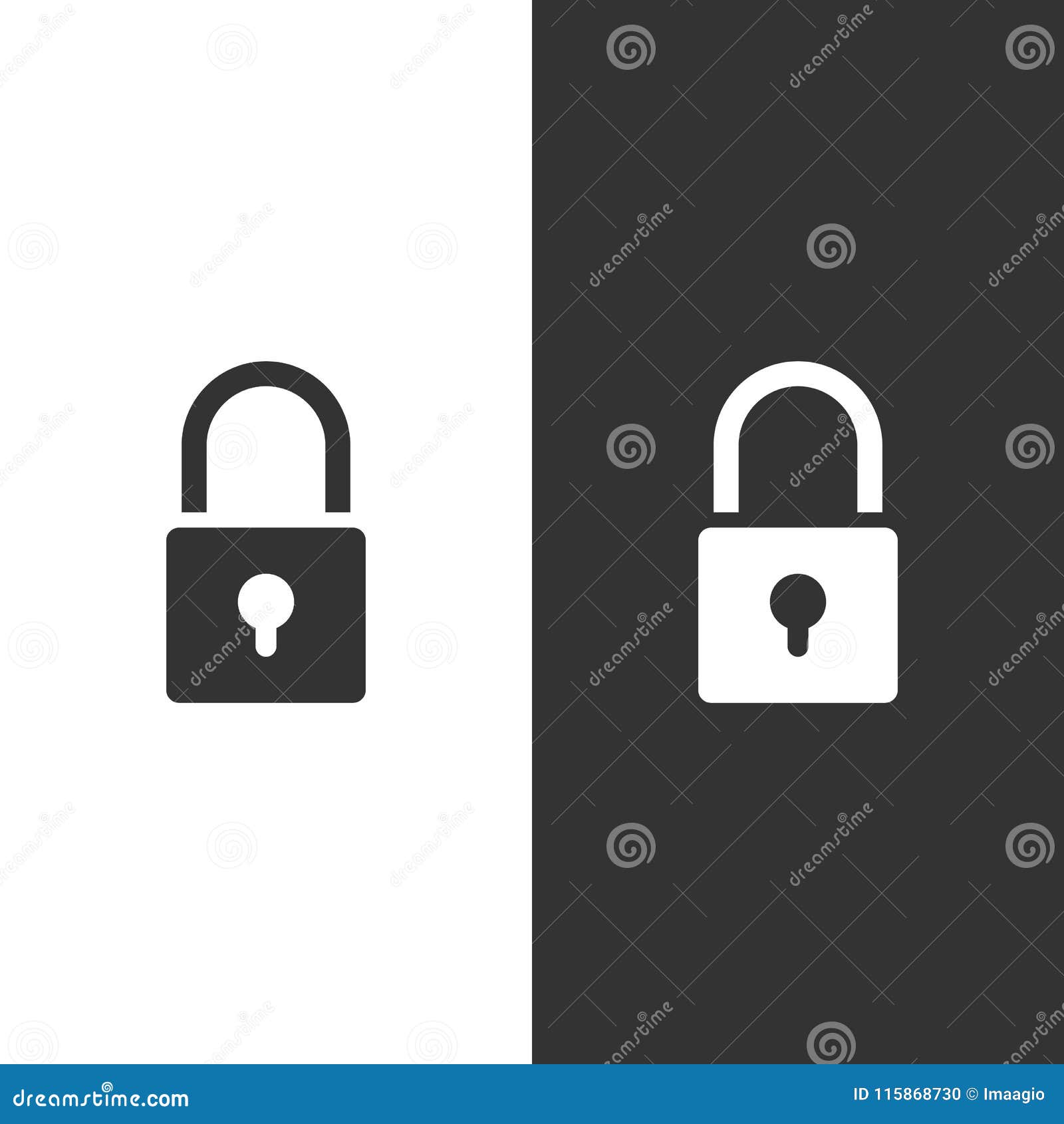 Lock Icon on Black and White Background Stock Vector - Illustration of ...
