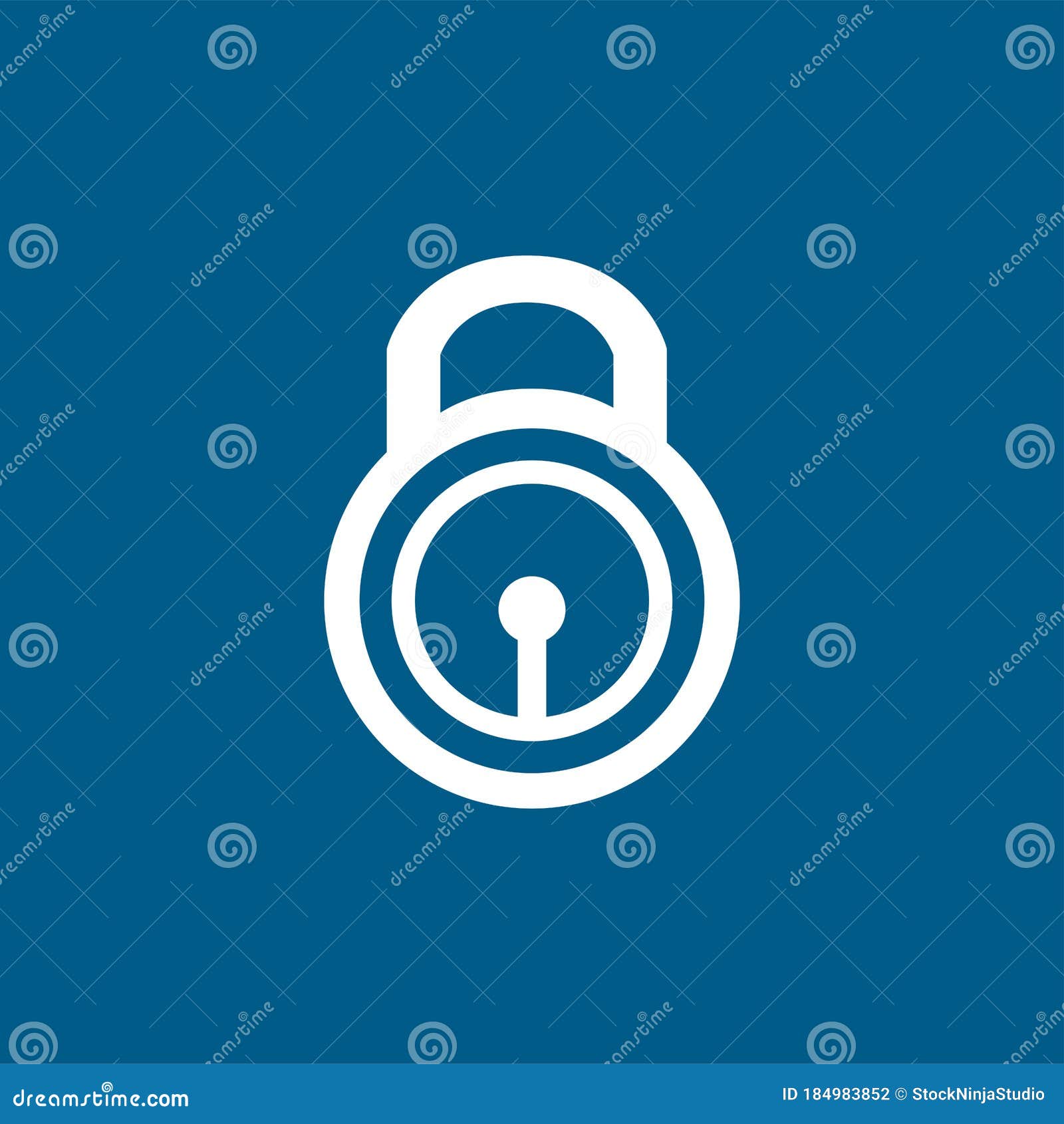 Lock Icon on Blue Background. Blue Flat Style Vector Illustration Stock ...
