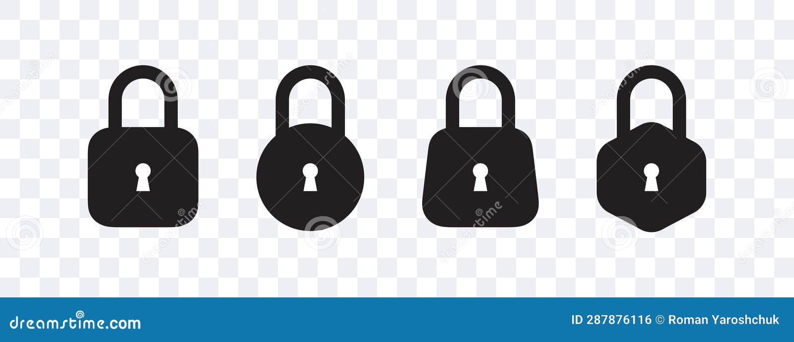 Lock Icon Collection. Padlock Icons of Various Shapes Stock ...