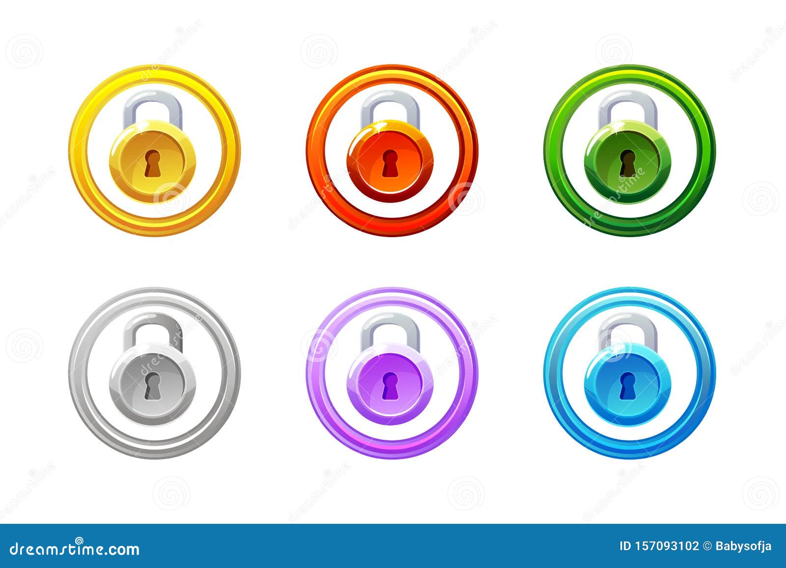 Lock Icon in Different Colors. Vector GUI Level Lock Stock Vector ...