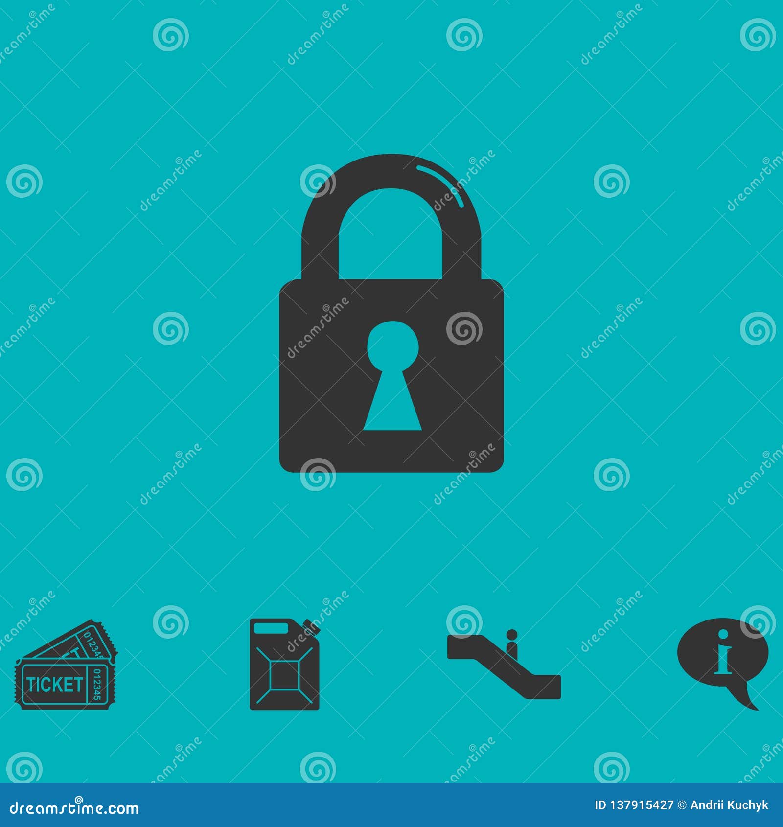 Lock icon flat stock vector. Illustration of keyhole - 137915427