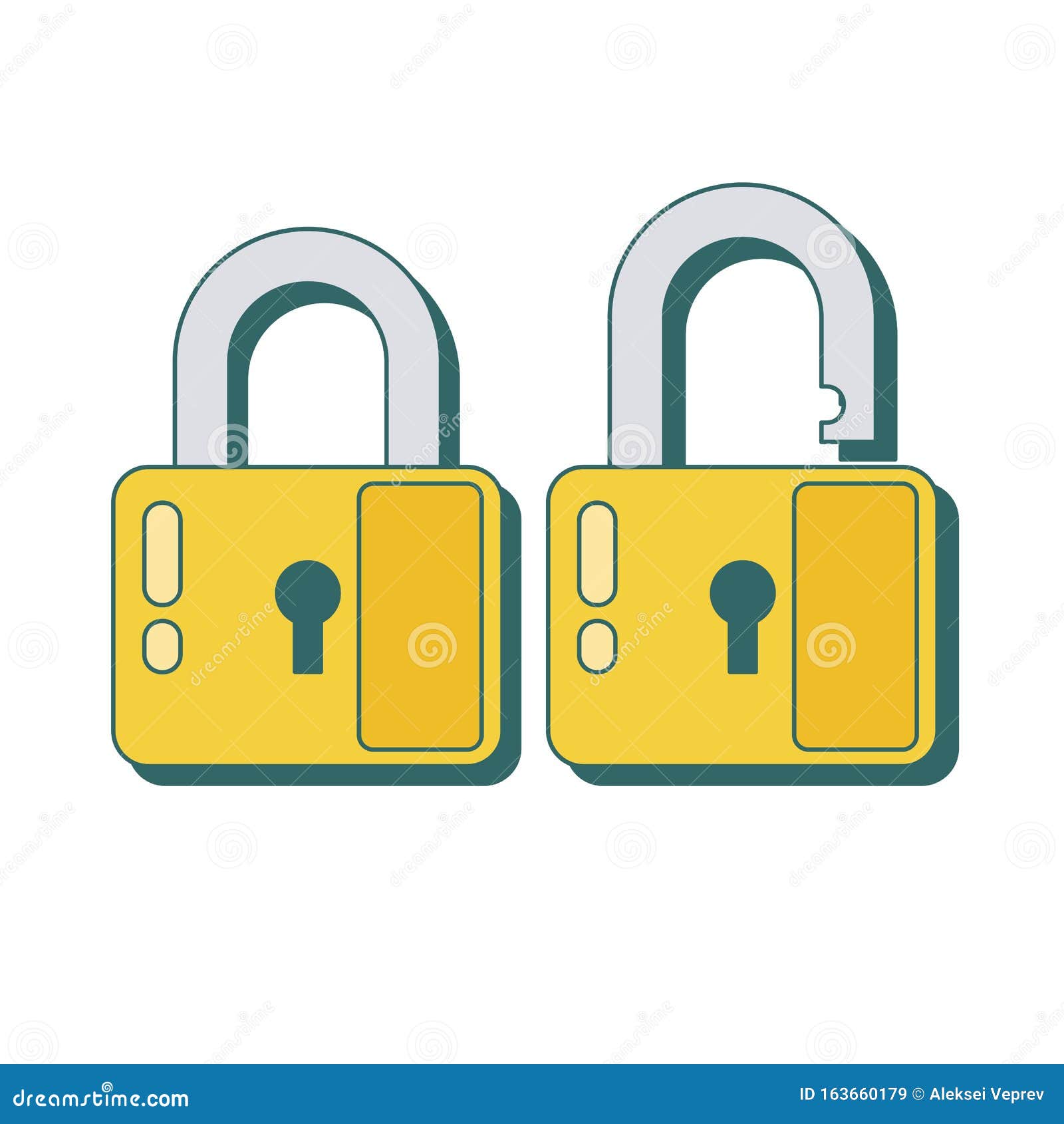 Lock Icon in Flat Style. Lock Open and Lock Closed Stock Vector ...