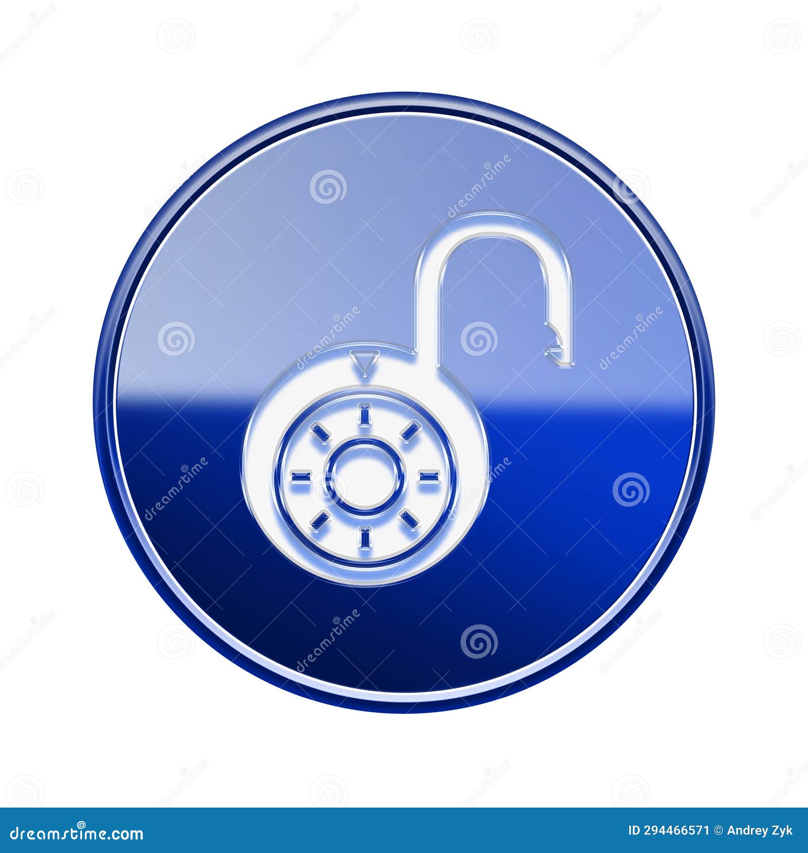 Lock on icon glossy blue. stock illustration. Illustration of open ...