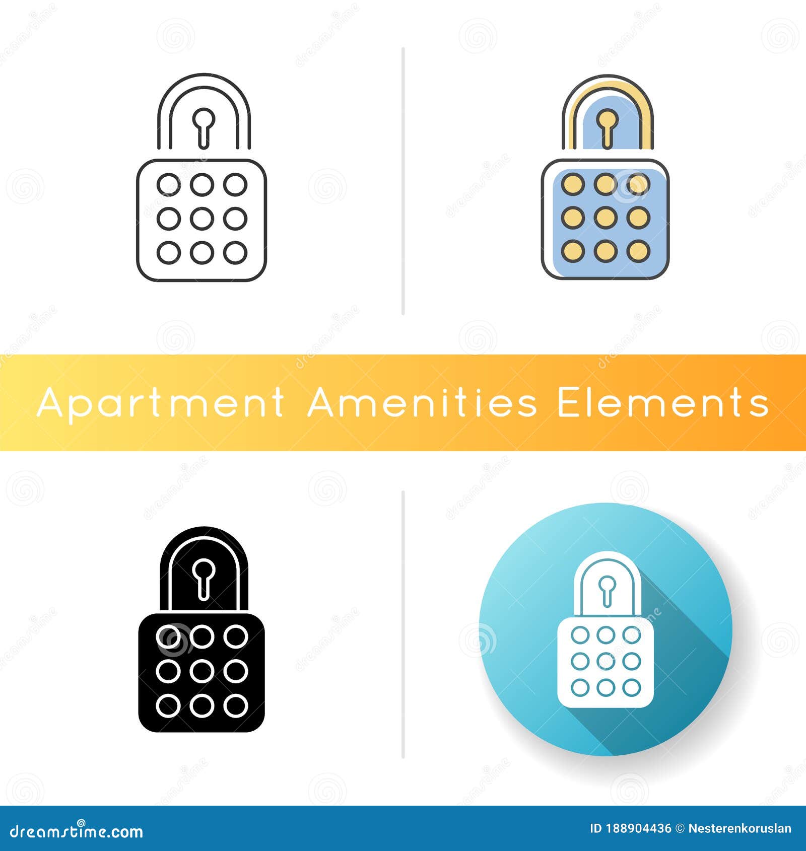 Lock icon stock vector. Illustration of glyph, computer - 188904436