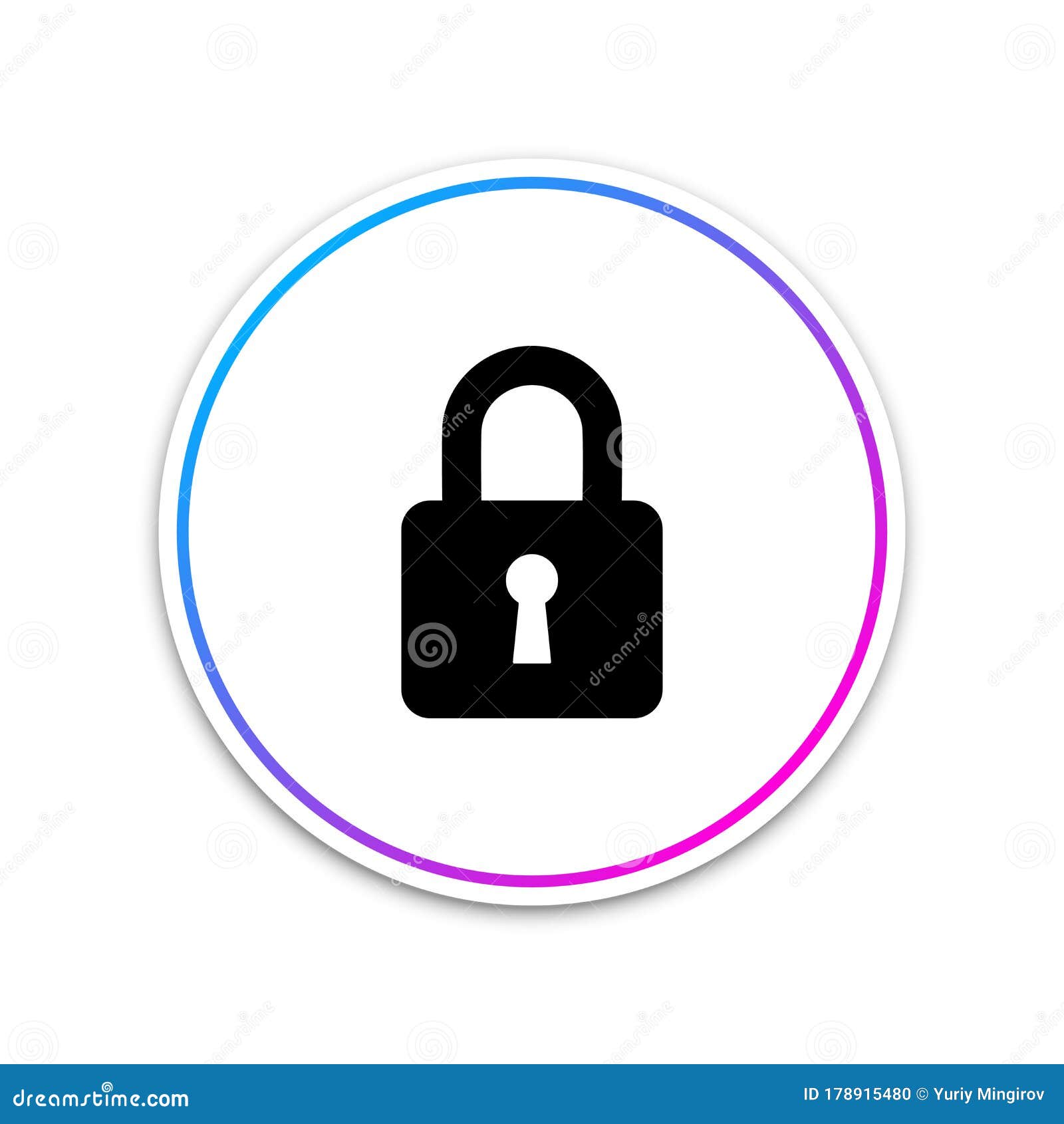 Lock Icon Isolated on White Background. Circle White Button Stock ...