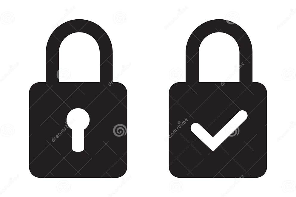 Lock Icon, Lock with Tick, Lock Check Mark, Security Icon. Stock Vector ...