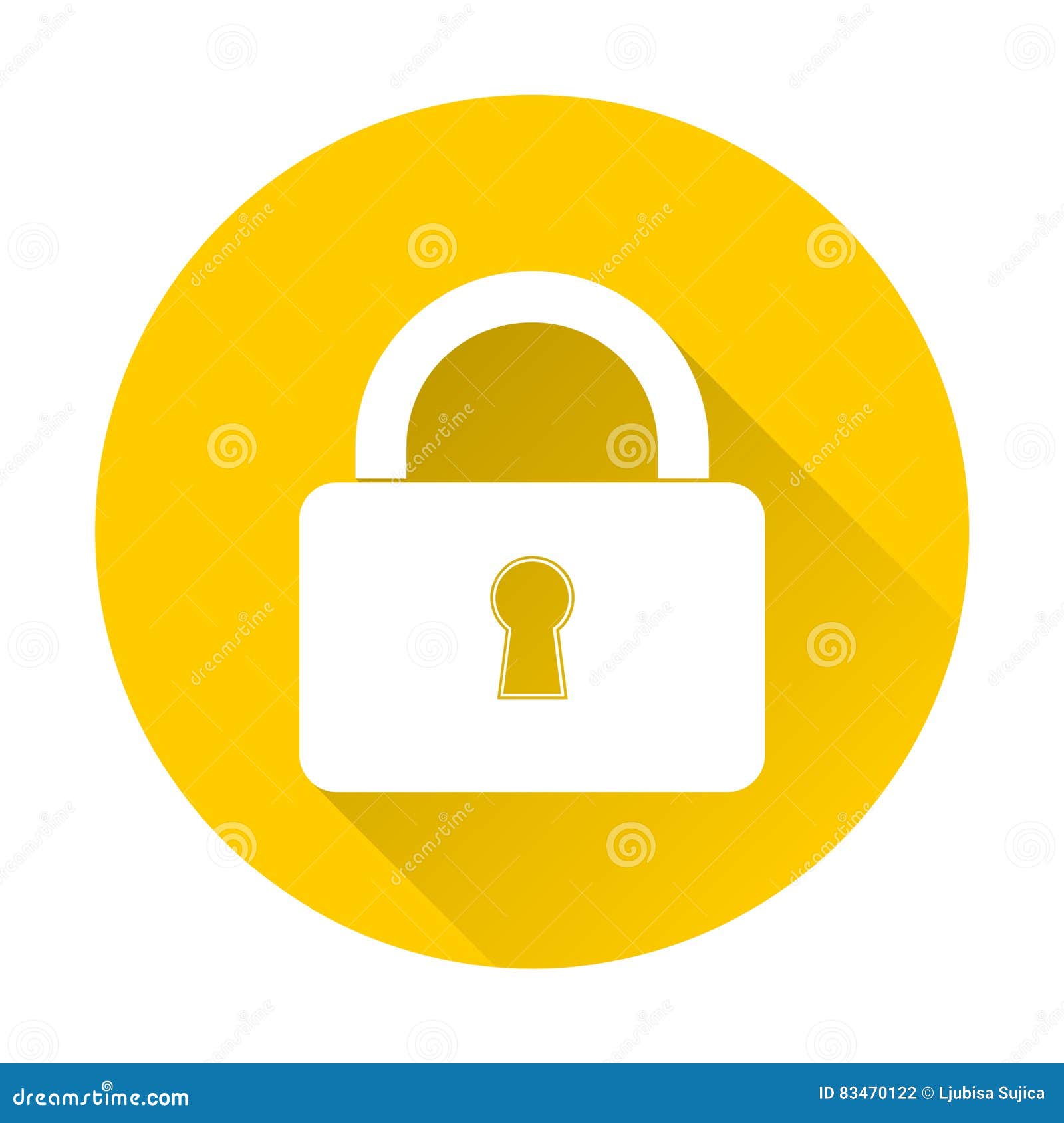 Lock icon with long shadow stock vector. Illustration of padlock - 83470122