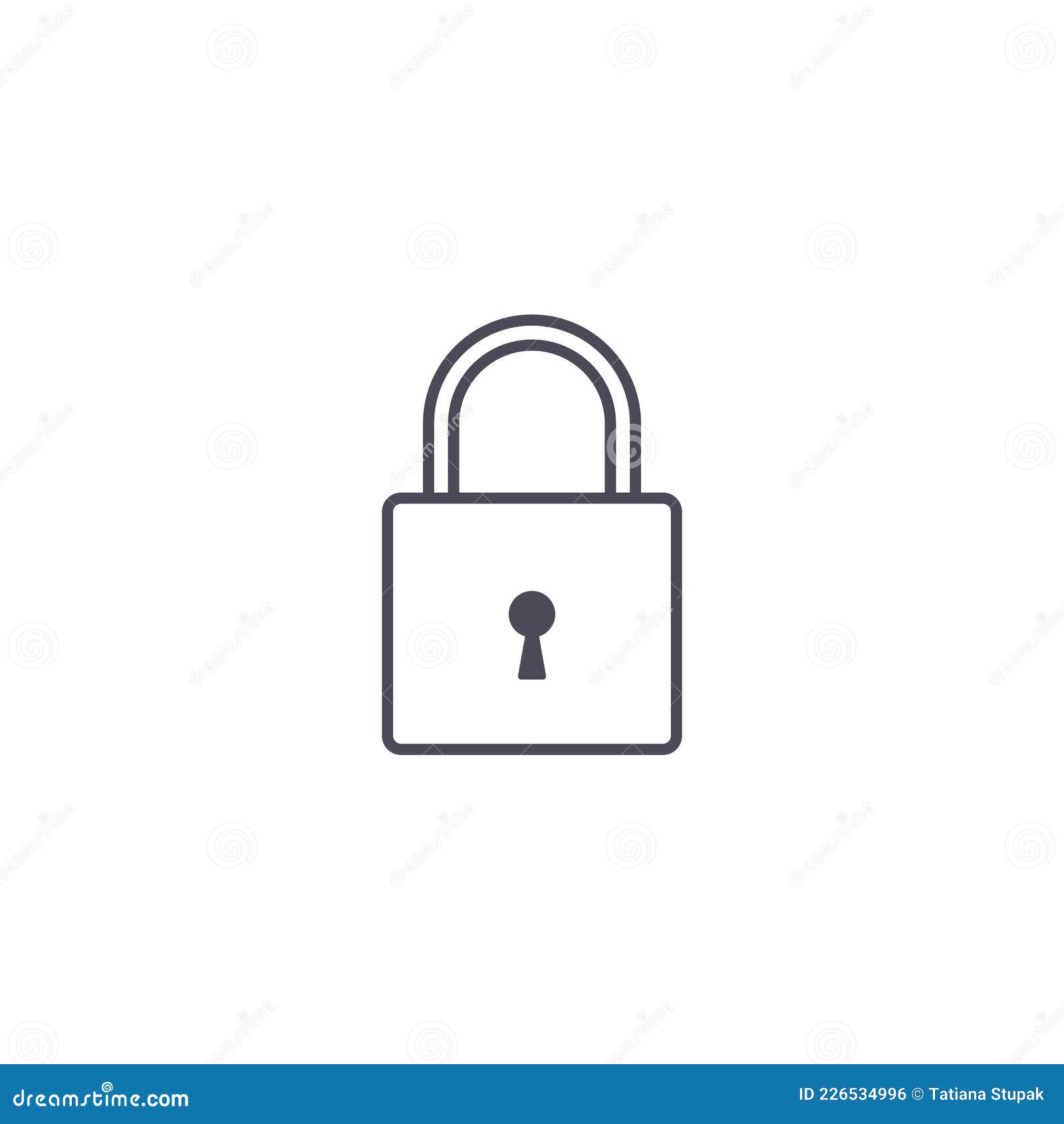 Lock Icon, Padlock Symbol Line Vector Flat Illustration Stock Vector ...