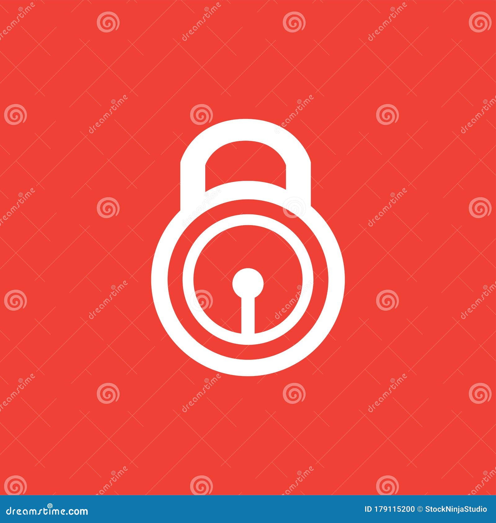 Lock Icon on Red Background. Red Flat Style Vector Illustration Stock ...