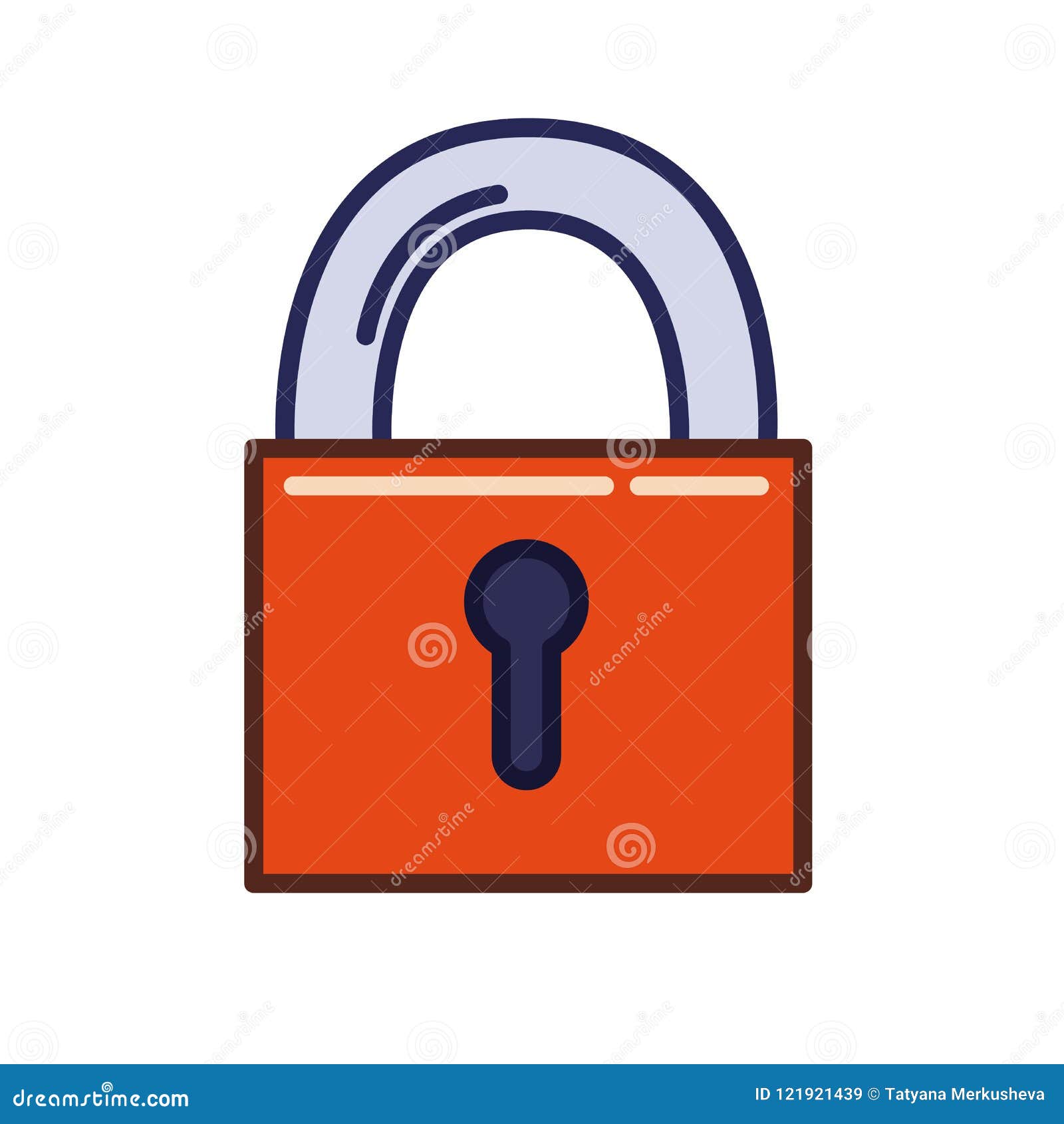 Lock Icon, Red Padlock. Line Colored Vector Illustration. Isolated on ...