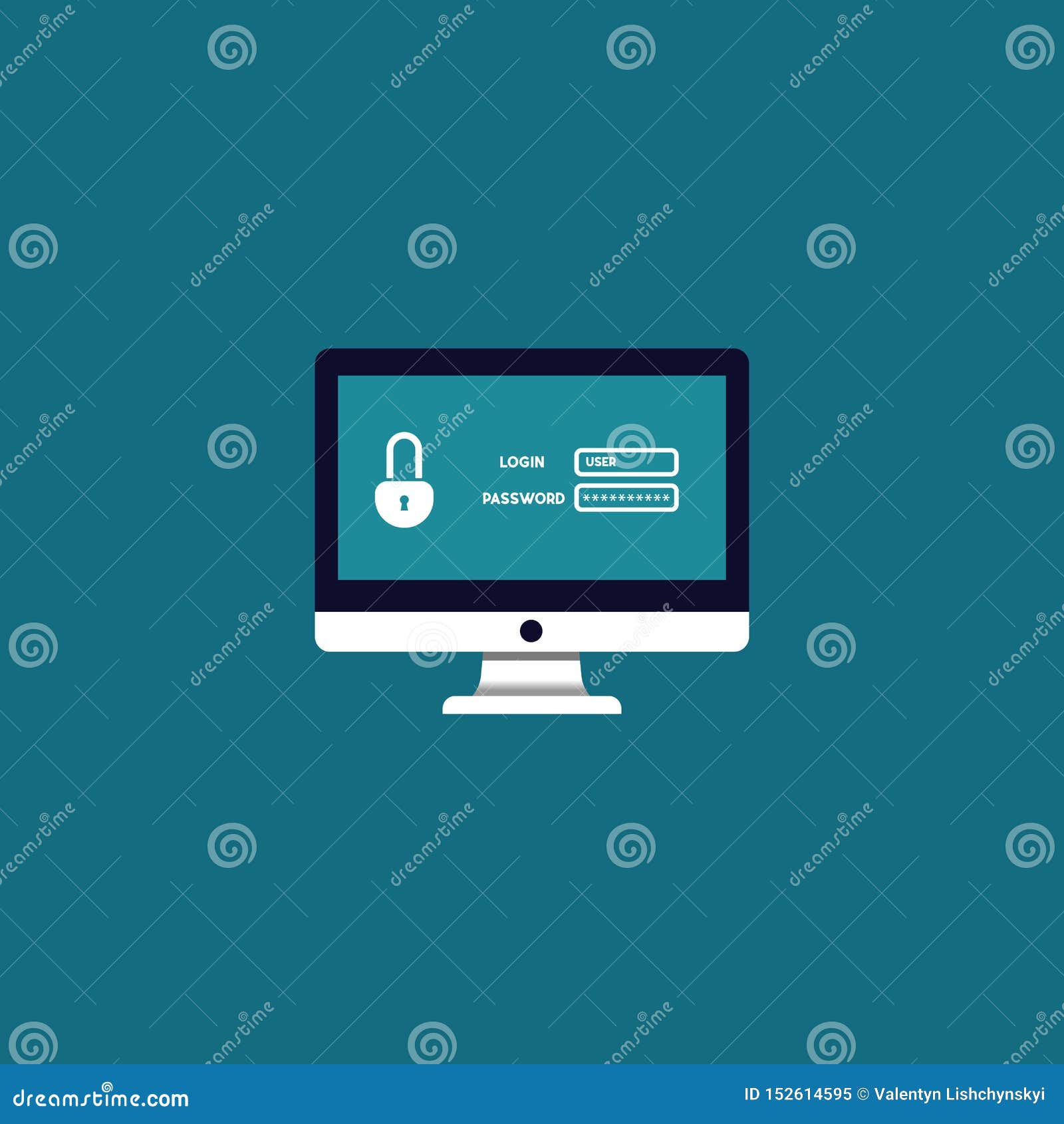 Lock Icon on Screen Monitor. Vector Symbol Security Stock Illustration ...