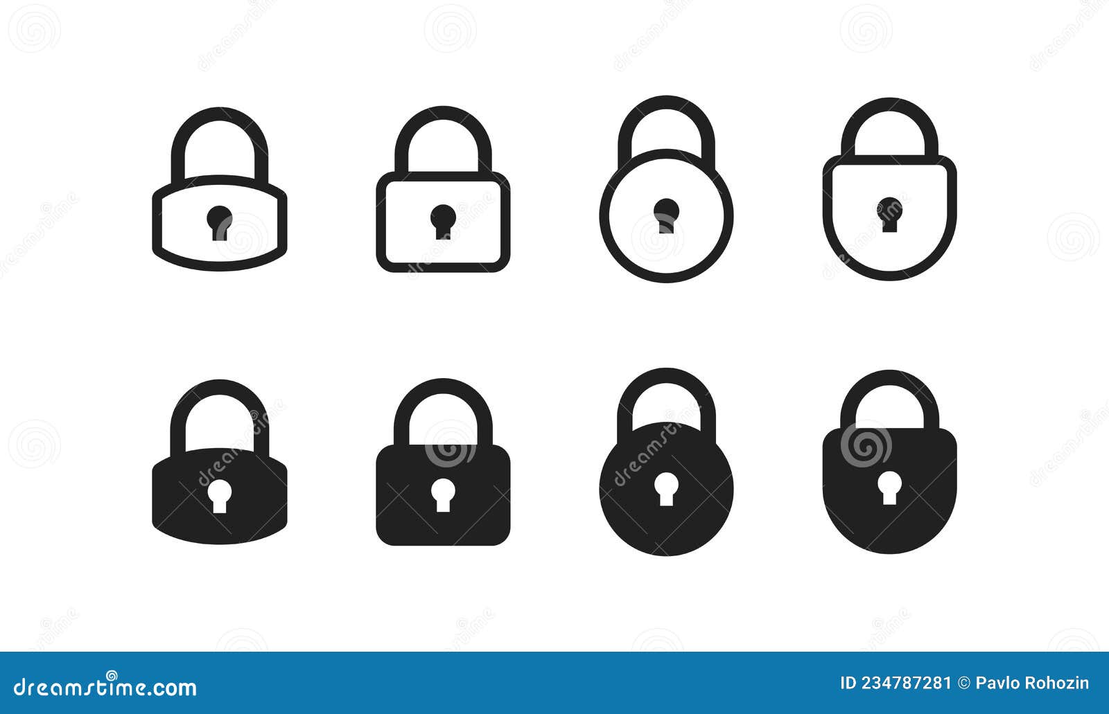 Lock Icon Set. Padlock, Privacy Symbol Stock Vector - Illustration of ...