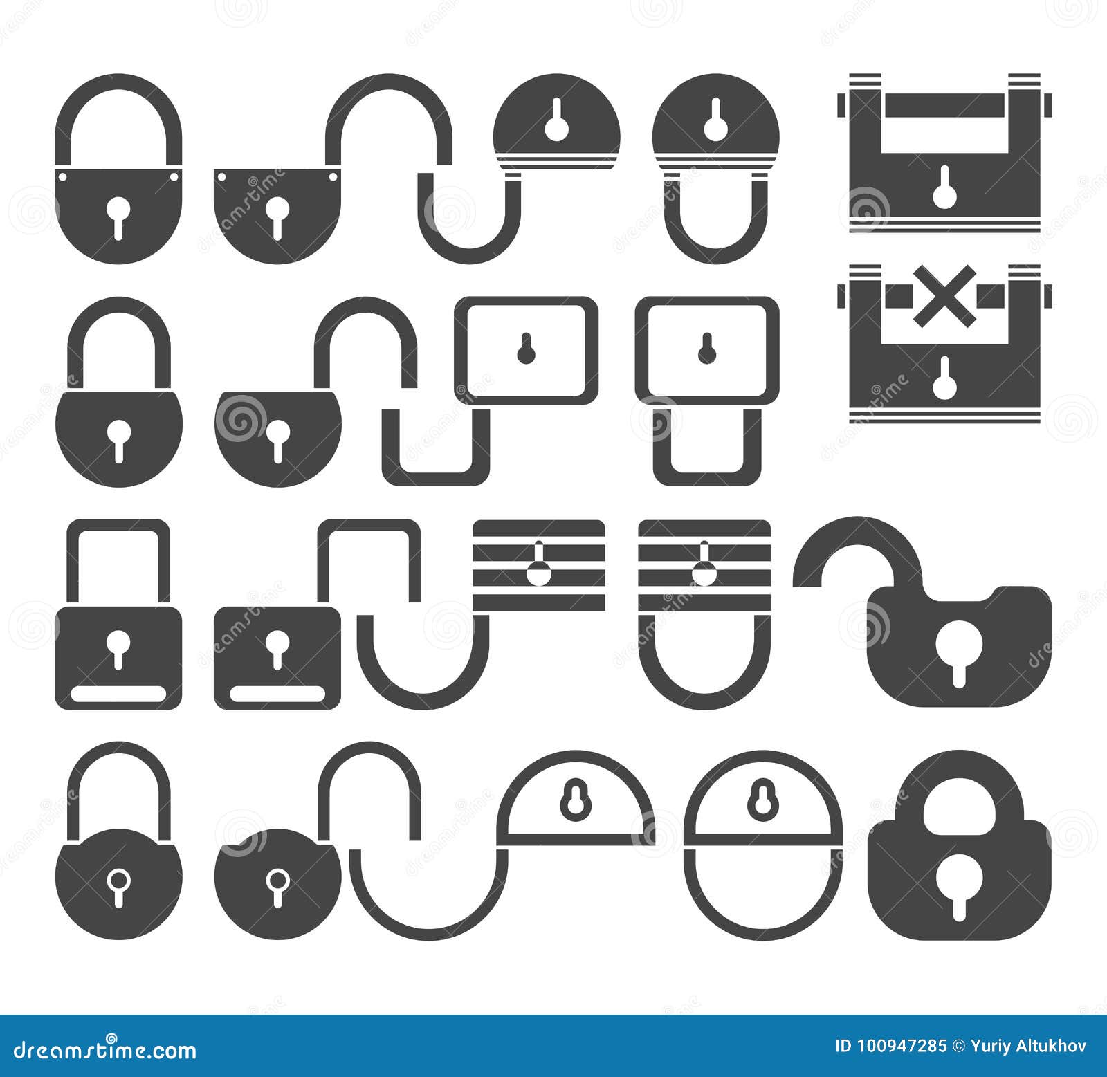 Lock Icon Set, Vector Symbol. Stock Vector - Illustration of outline ...