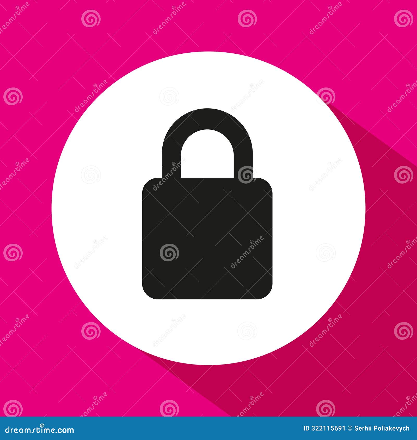 Lock Icon Vector. Black Padlock Symbol. White Circle Background. Pink ...