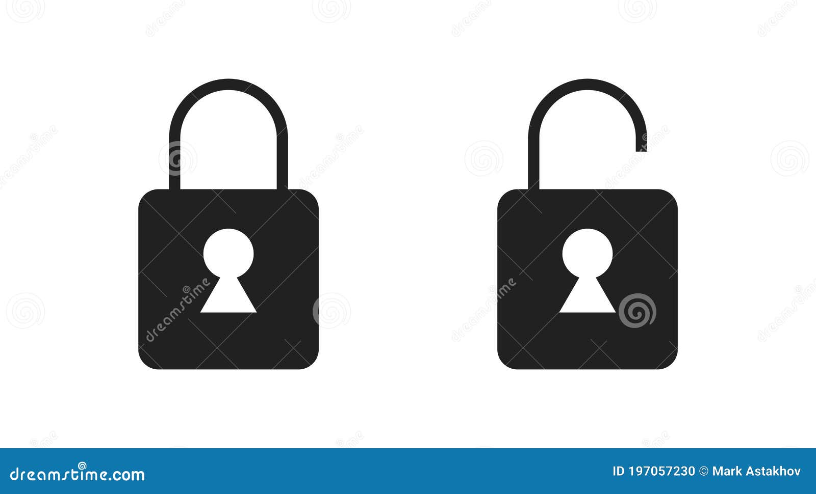 Lock Icon, Vector Illustration with Open and Closed Lock Stock Vector ...