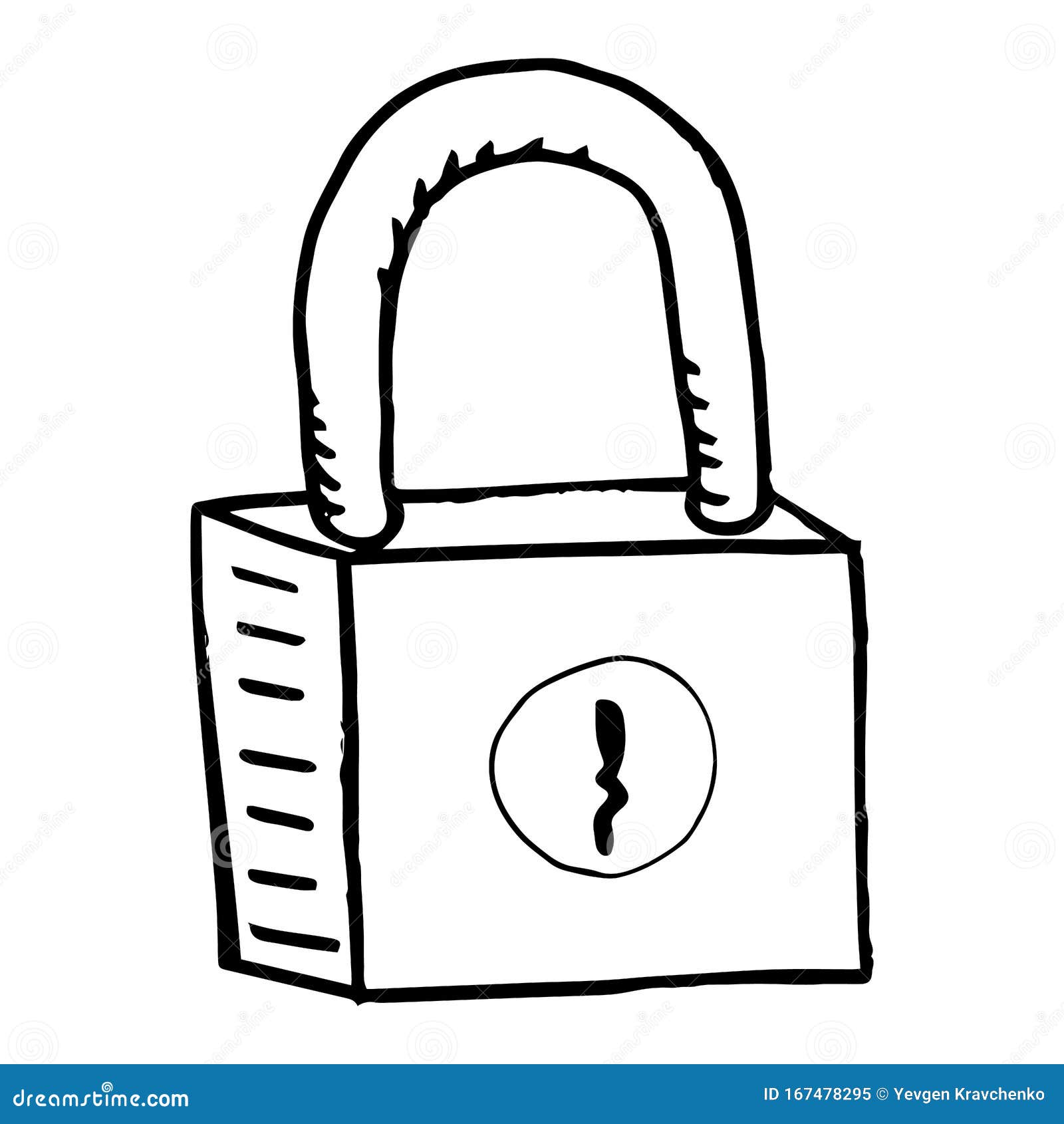 Lock Icon. Vector of a Metal Lock. Hand Drawn Lock Stock Illustration ...