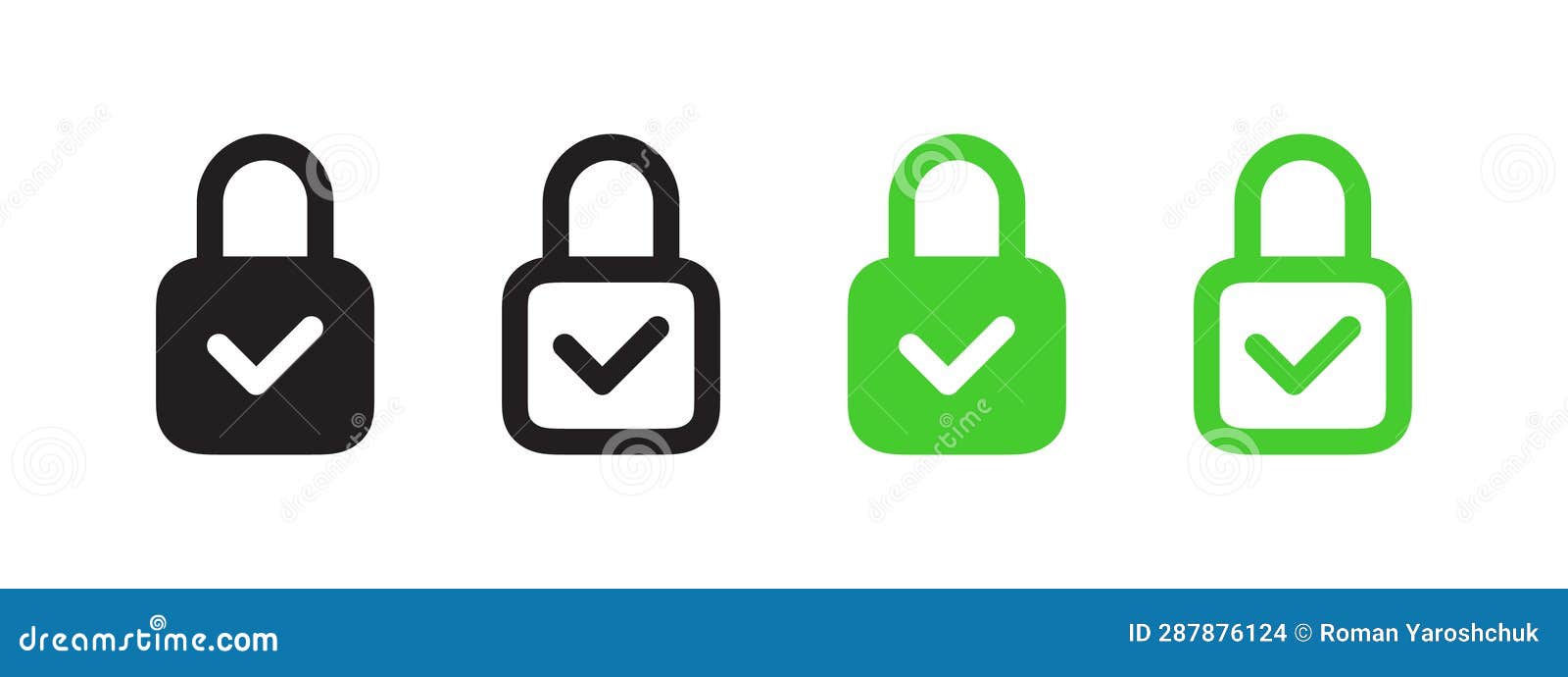 Lock Icons with Check Mark. Padlock Icons Stock Illustration ...