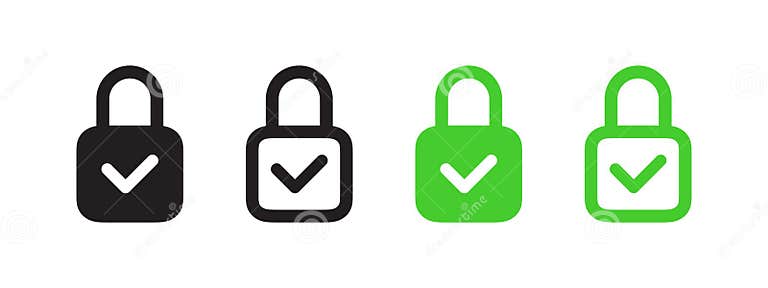 Lock Icons with Check Mark. Padlock Icons Stock Illustration ...