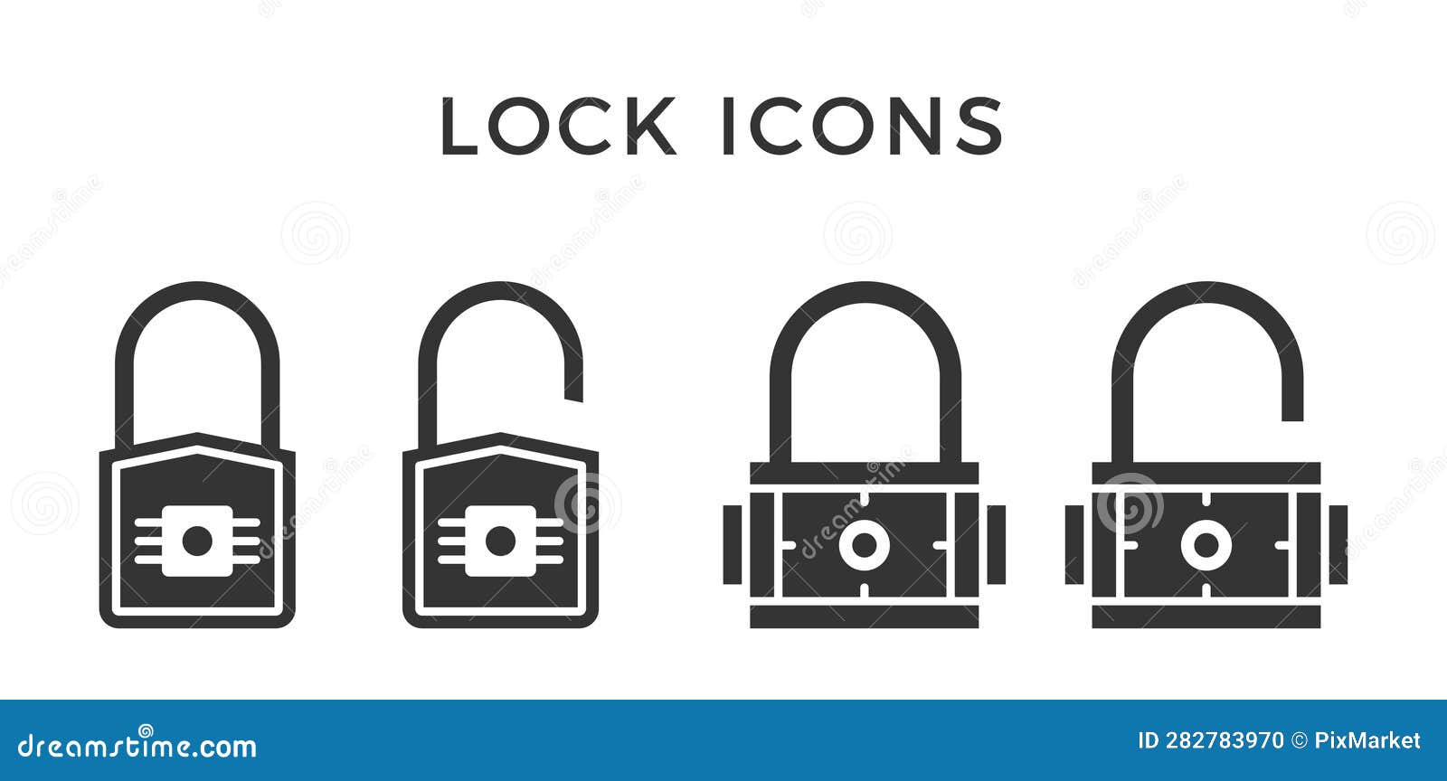 Lock Icons stock vector. Illustration of padlock, isolated - 282783970