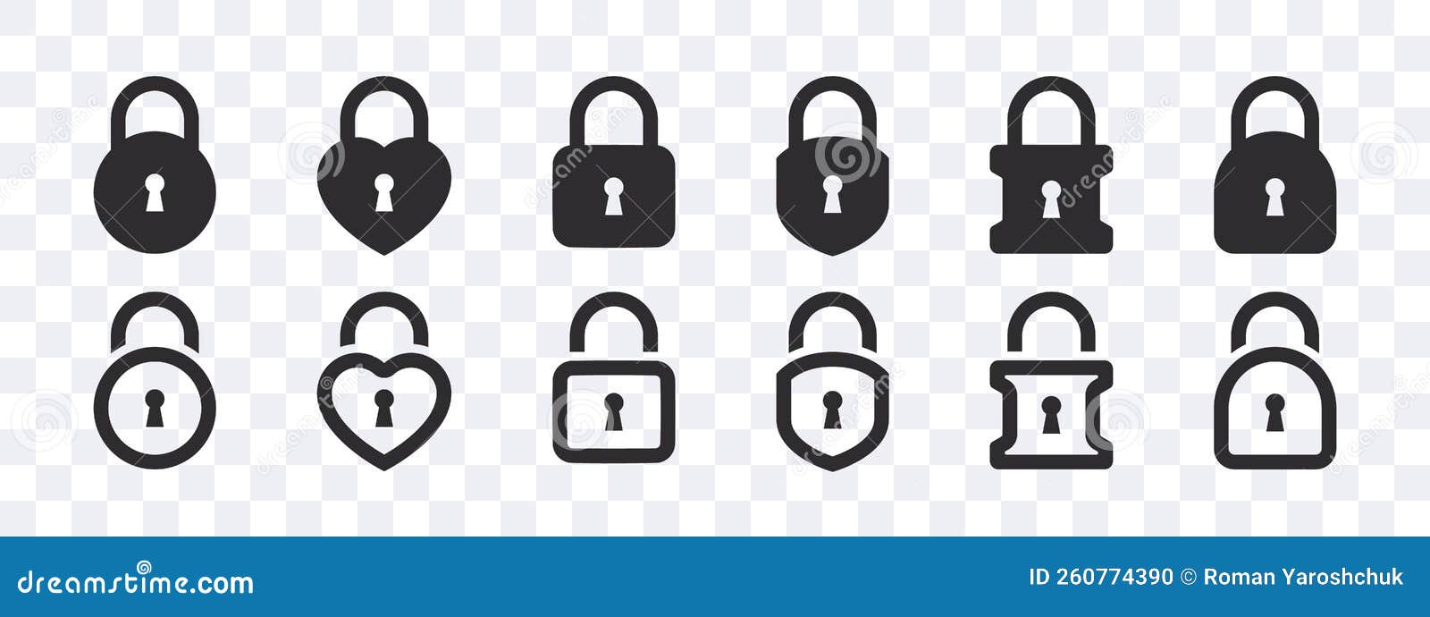 Lock Icons. Locks of Various Shapes. Privacy Symbol. Security Symbol ...