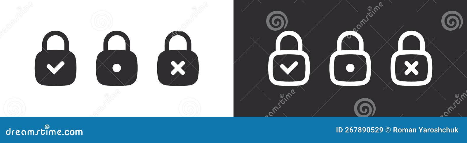 Lock Icons. Security Symbol Locks. Lock Icons with a Check Mark Stock ...