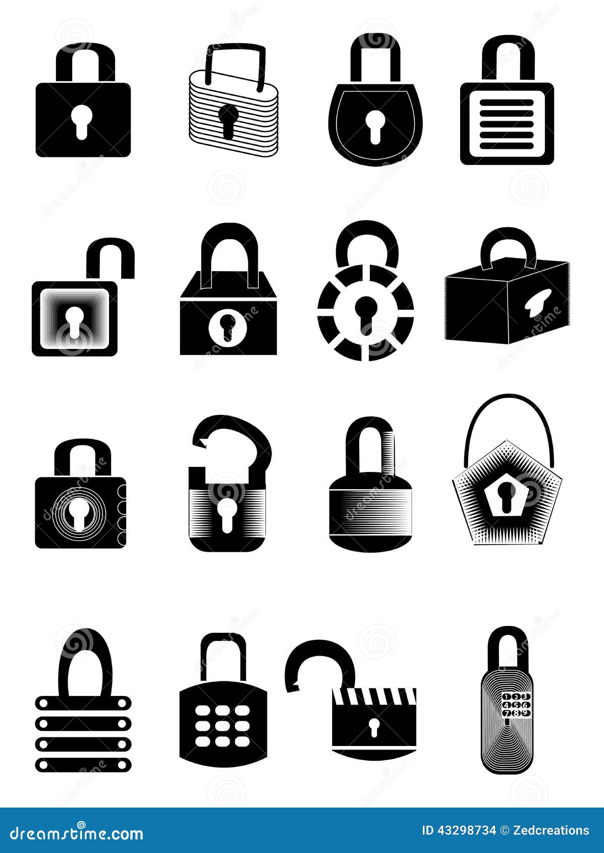 Lock icons stock vector. Illustration of black, equipment - 43298734