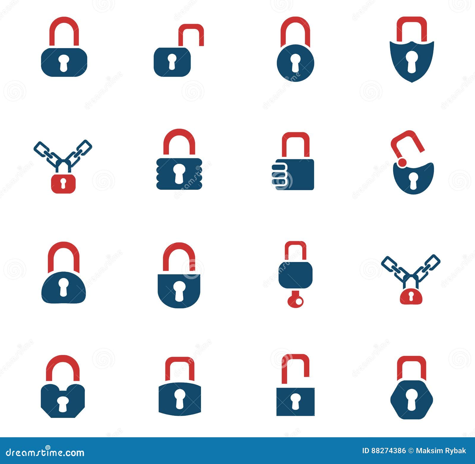 Lock icons set stock vector. Illustration of black, element - 88274386