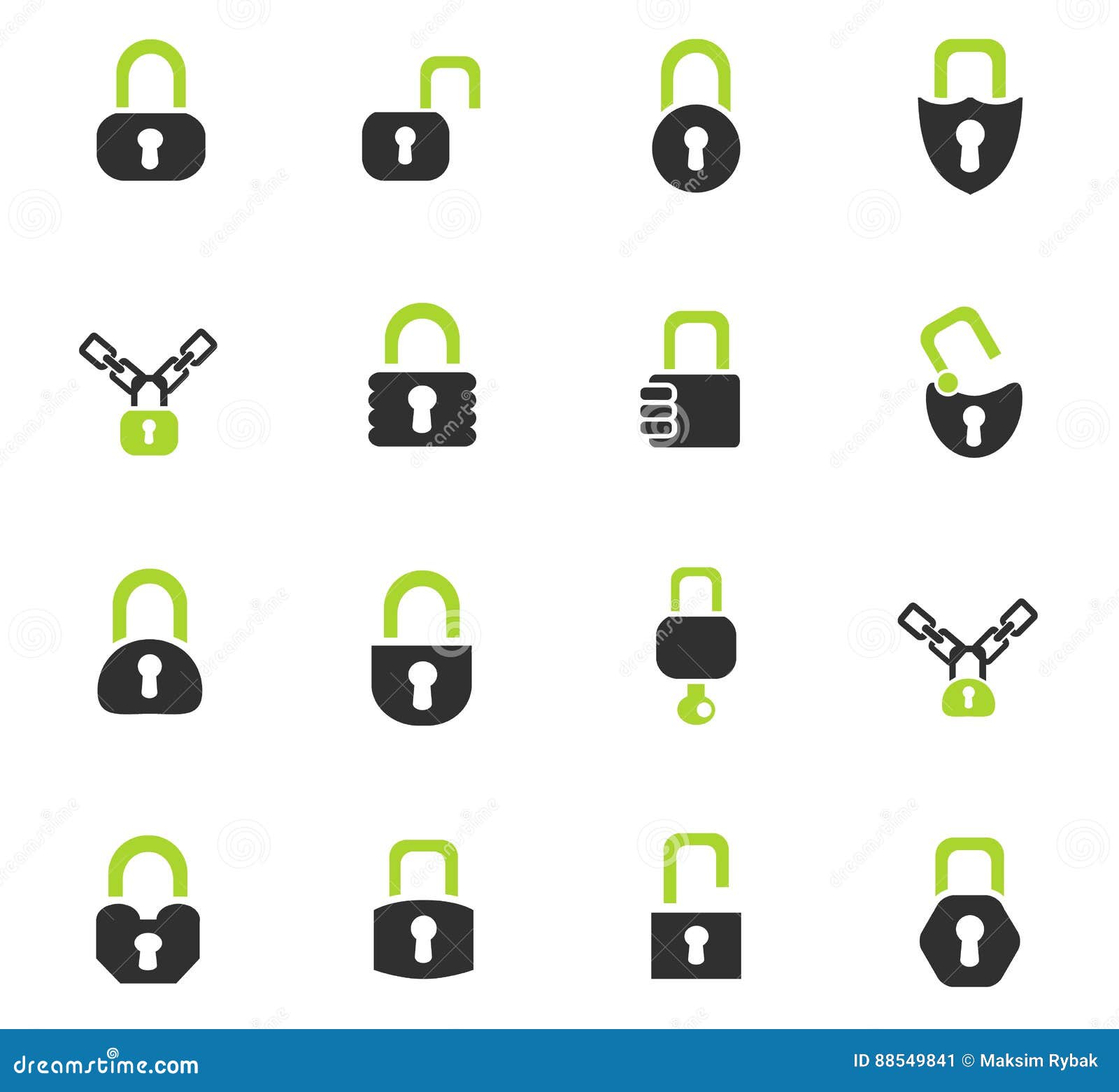 Lock icons set stock illustration. Illustration of password - 88549841