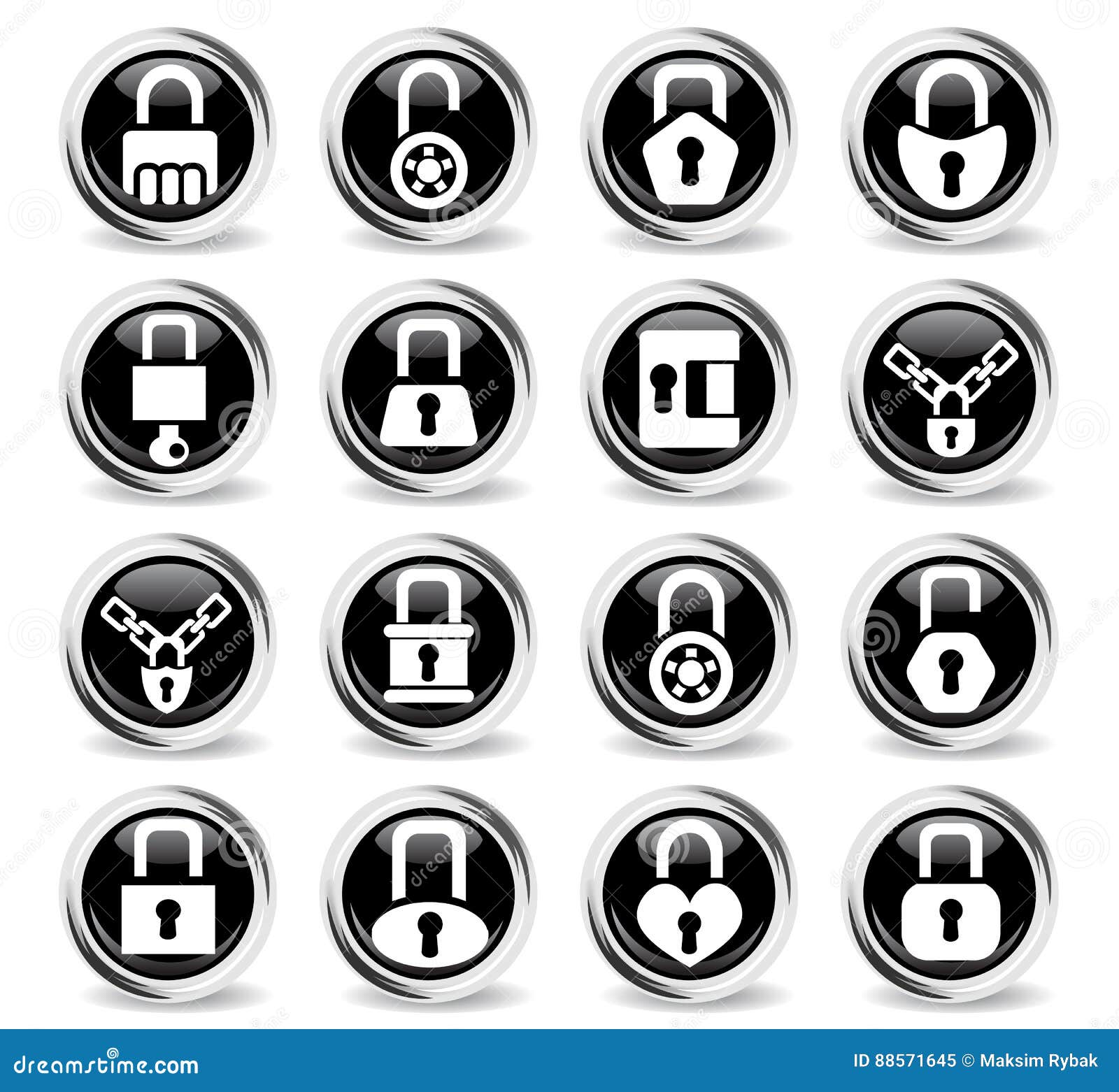 Lock icons set stock illustration. Illustration of abstract - 88571645