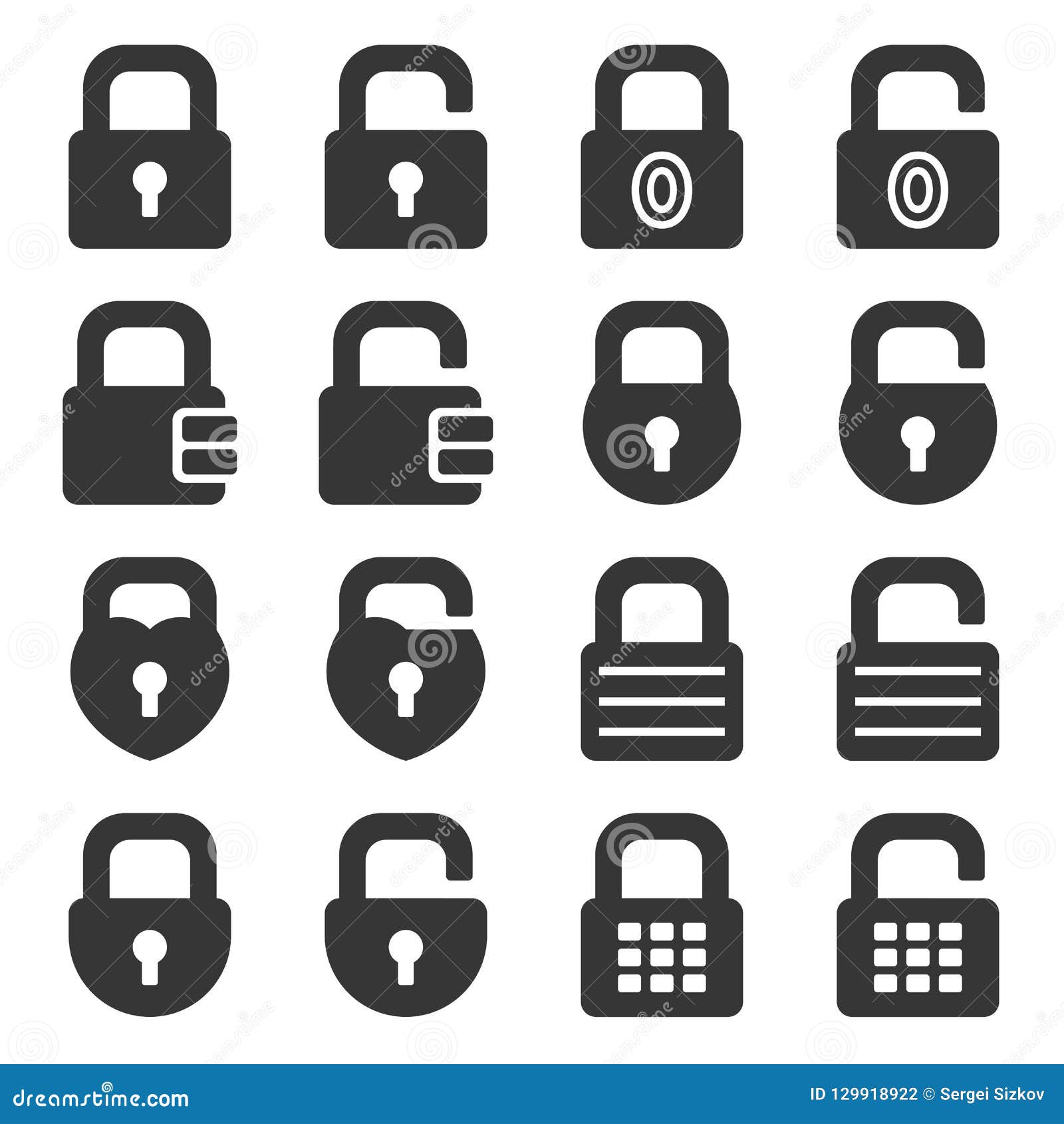 Lock Icons Set on White Background. Vector Stock Vector - Illustration ...