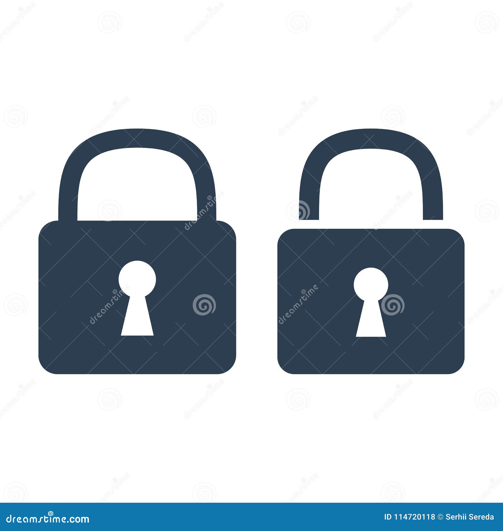 Lock Icons Set on White Background. Stock Illustration - Illustration ...