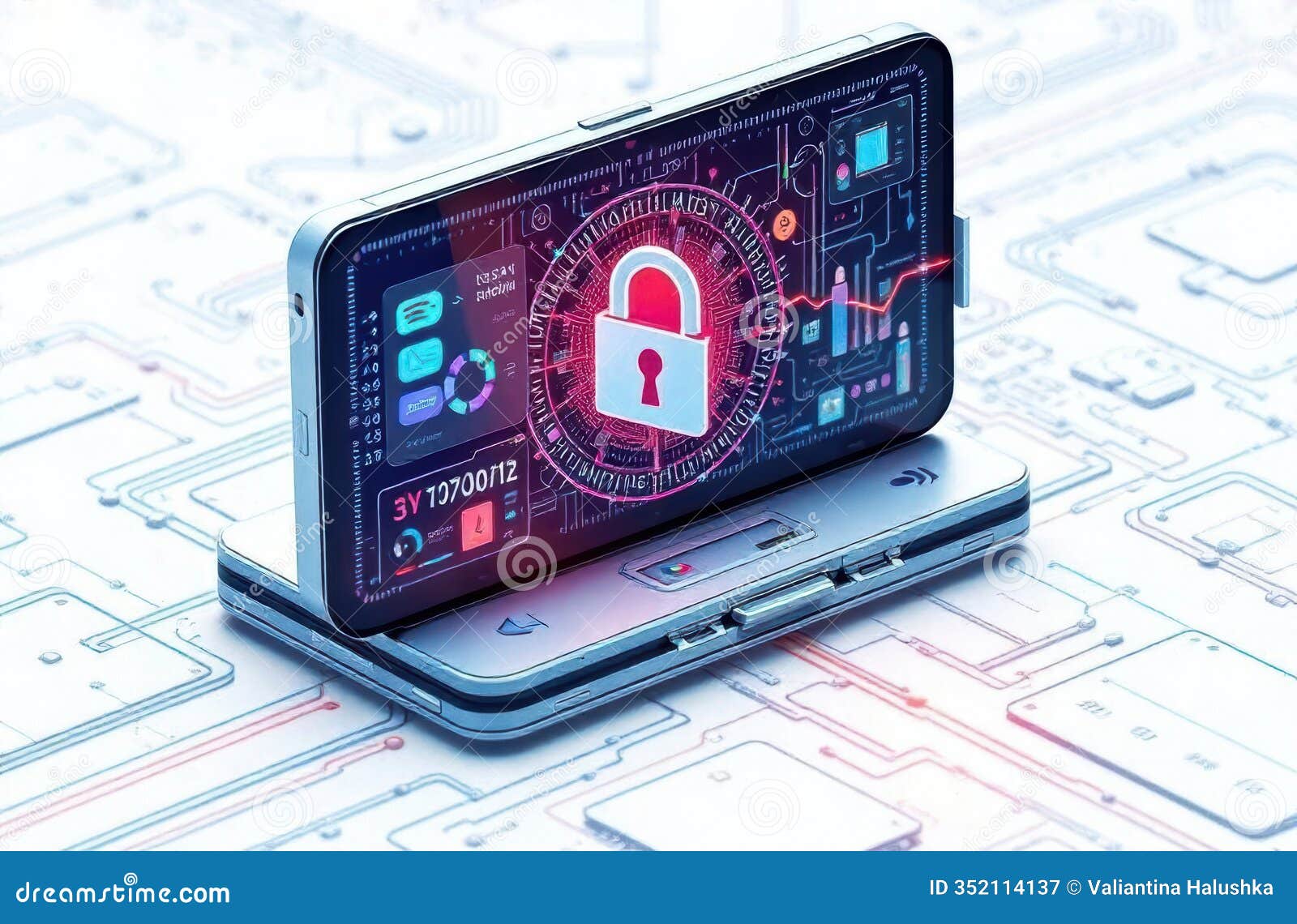 A Lock Indicating Cyber Security, Perspective, Depth Stock Image ...