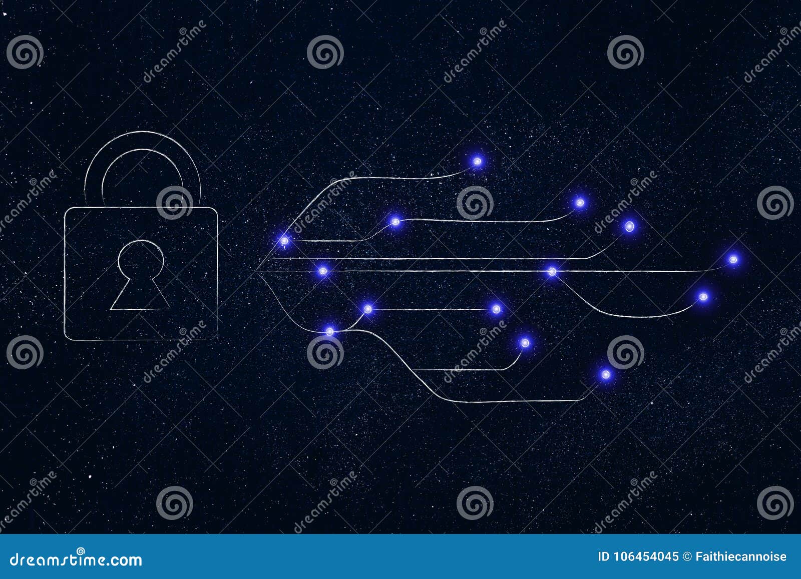Lock with Internet Connection Lines and Nodes Stock Illustration ...