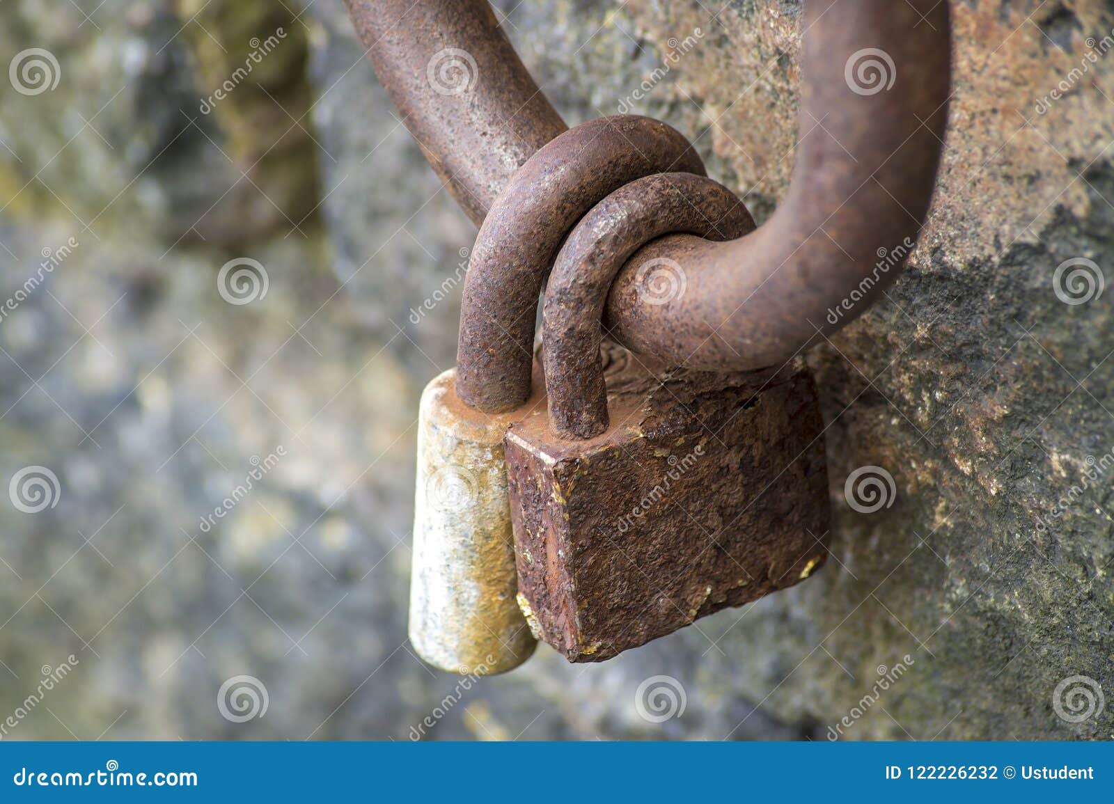 The lock on the iron ring stock photo. Image of wall - 122226232
