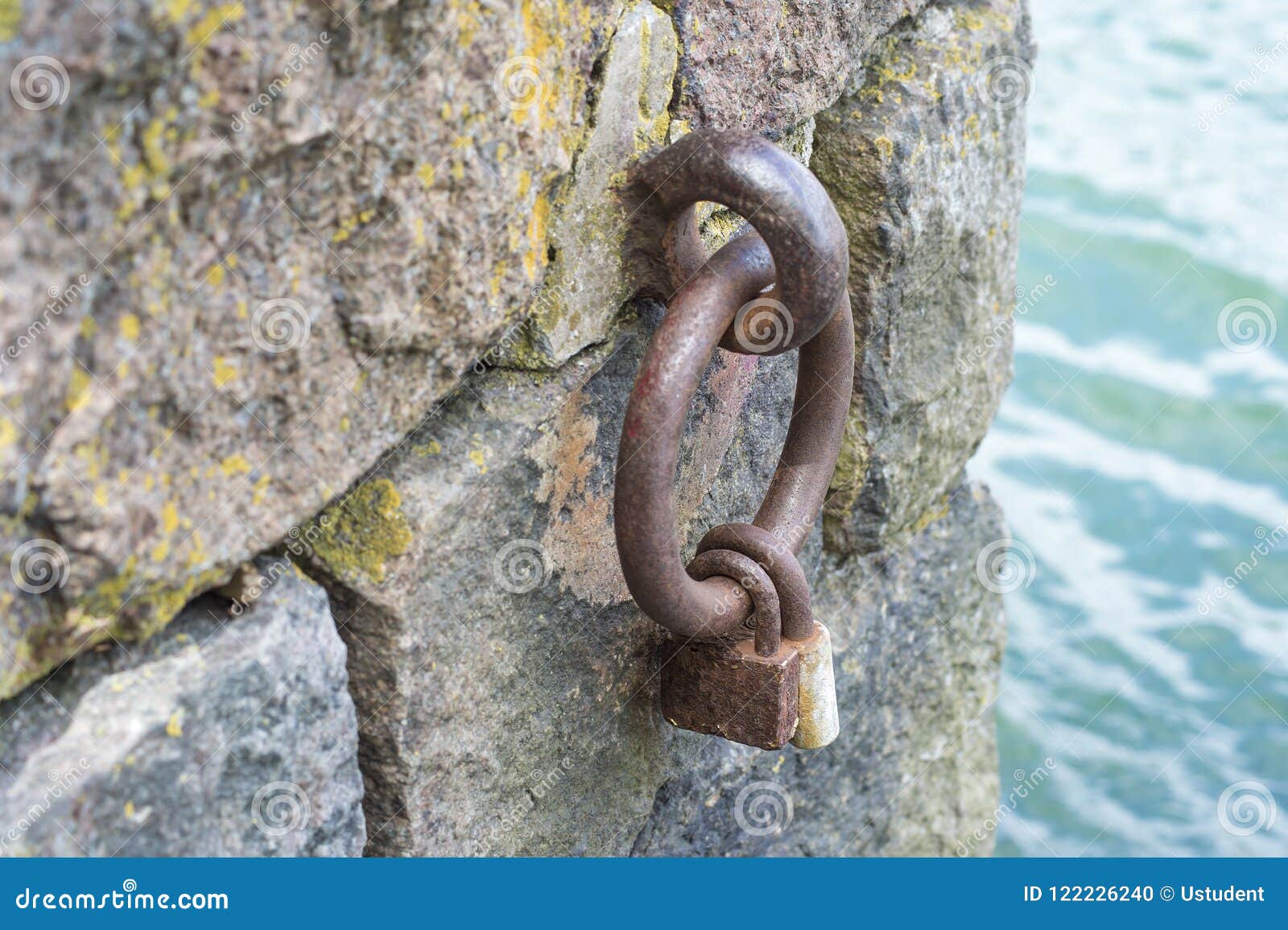 The lock on the iron ring stock photo. Image of strapped - 122226240