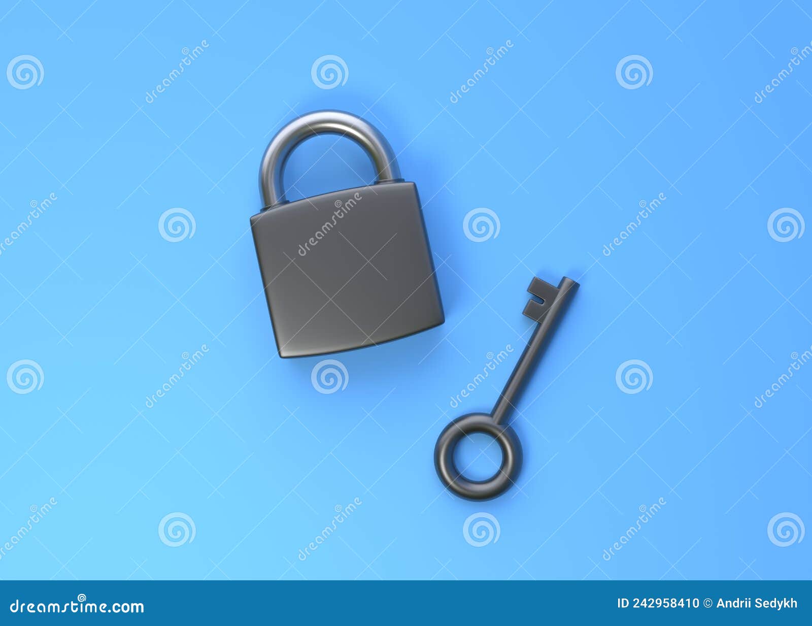 Lock and Key on Blue Background Stock Illustration - Illustration of ...
