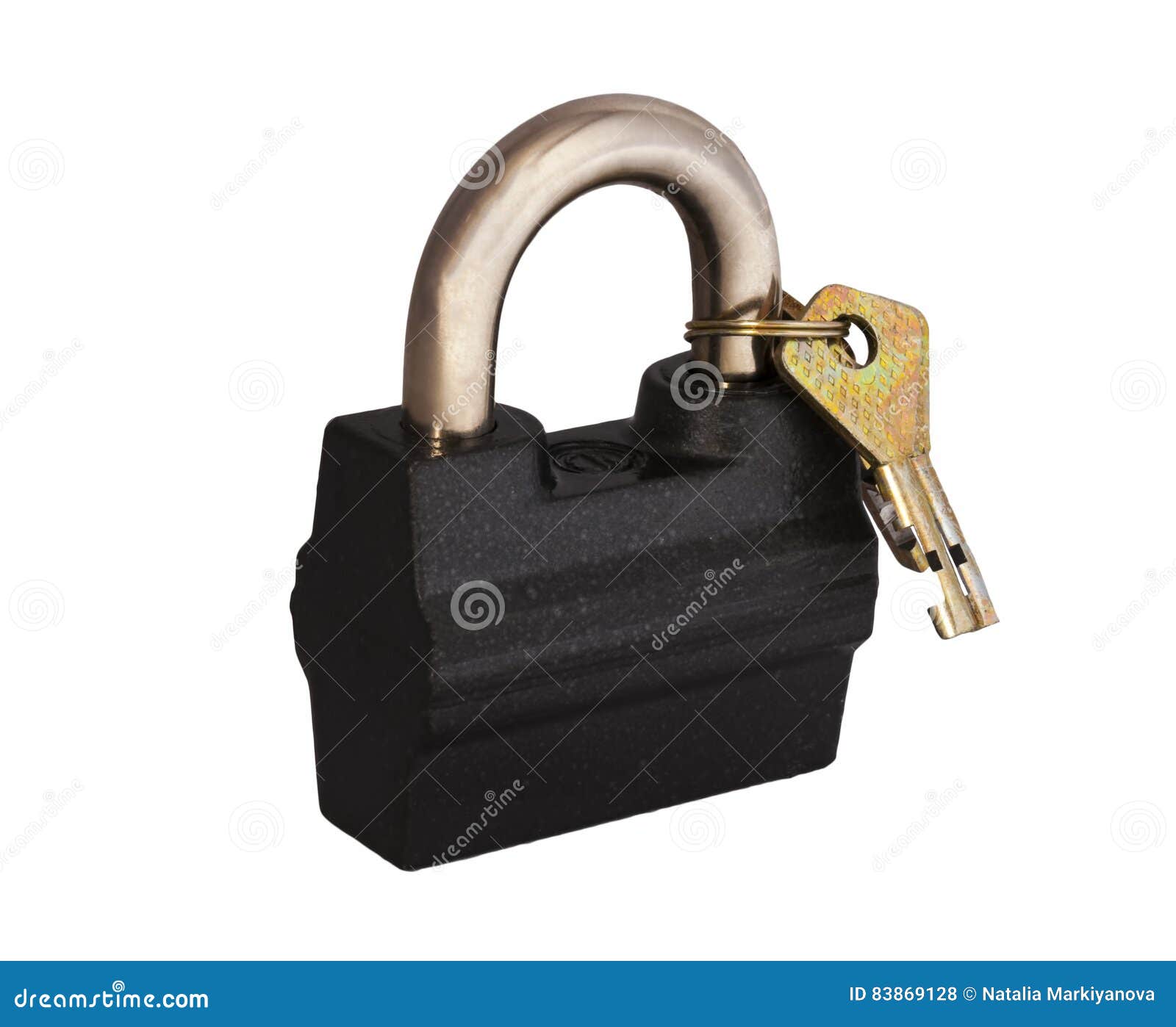 The lock with a key stock photo. Image of metal, isolate - 83869128