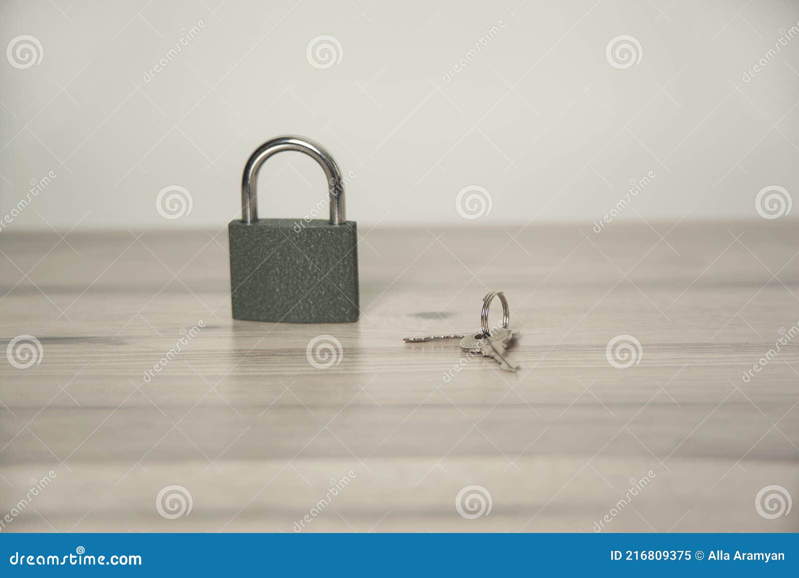 Lock and key on desk, stock image. Image of system, virus - 216809375