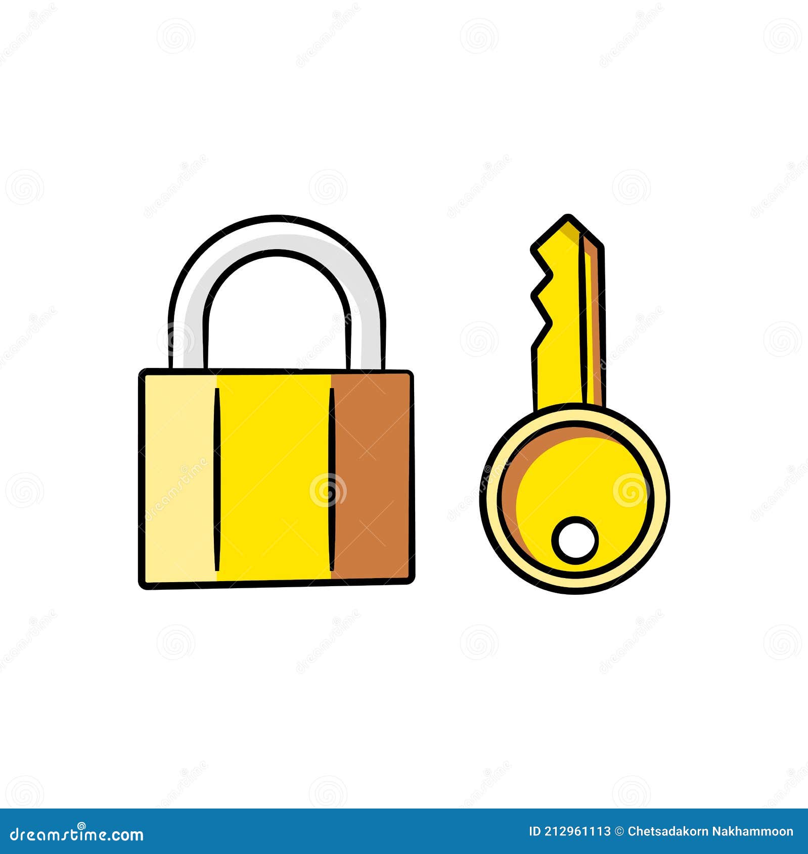 Lock and Key in Drawing Style Isolated Vector Stock Vector ...