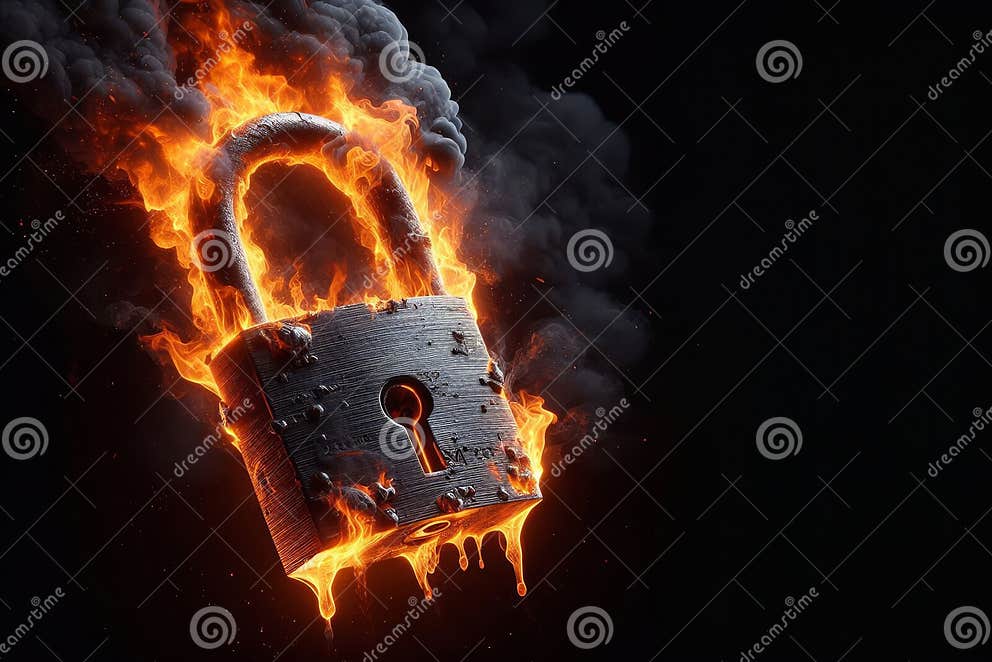 A Lock with a Key is on Fire Stock Image - Image of system, concept ...