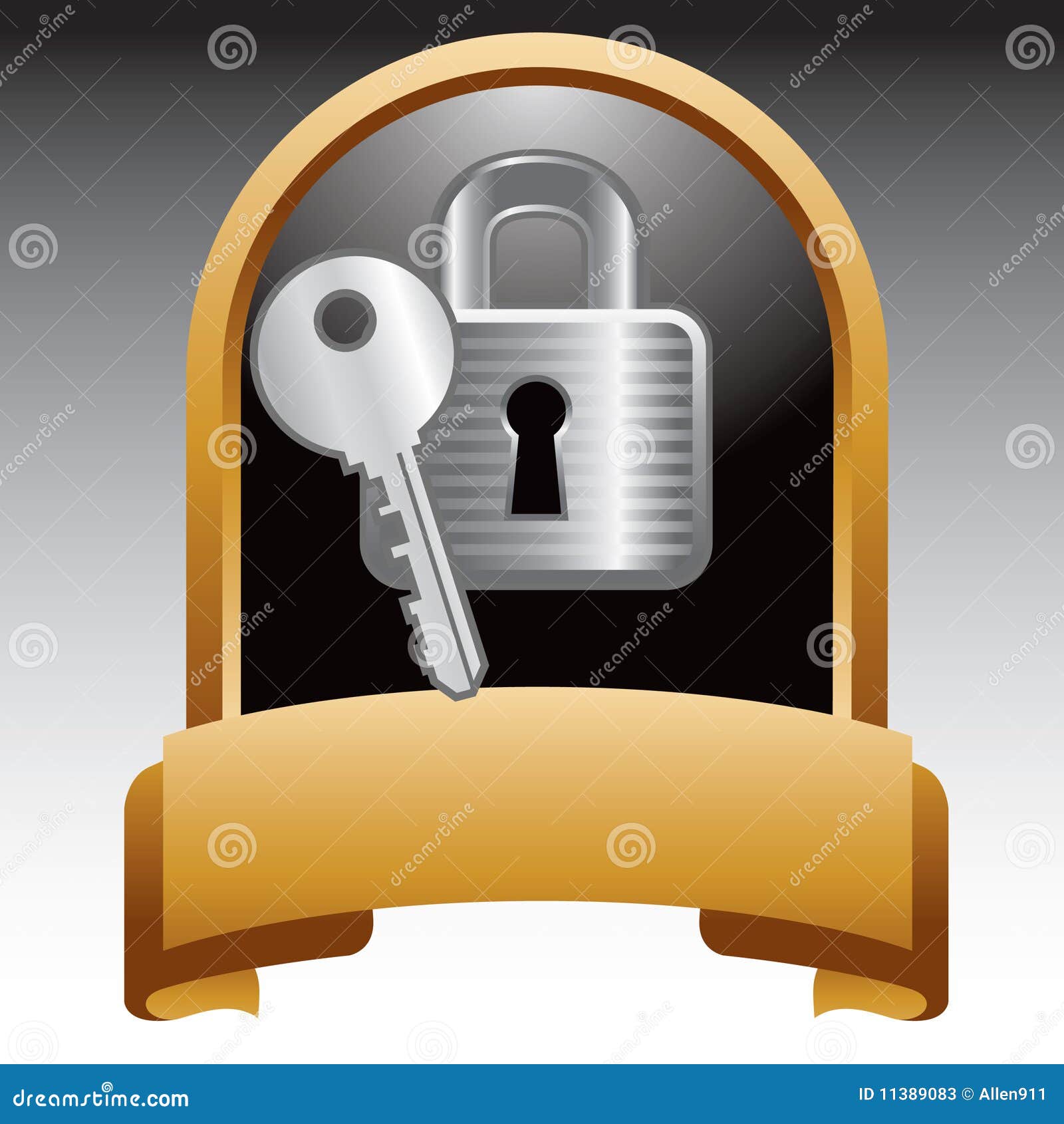Lock and Key in Gold Display Stock Vector - Illustration of secure ...