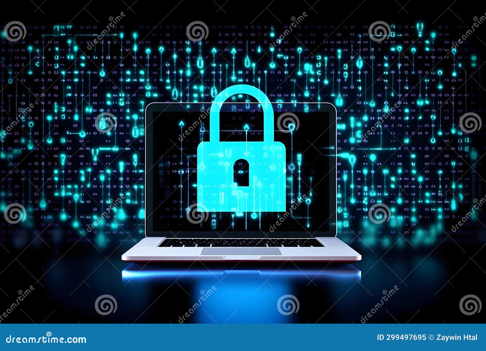 Lock with Key Hole in the Screen of Laptop. Data Security ...