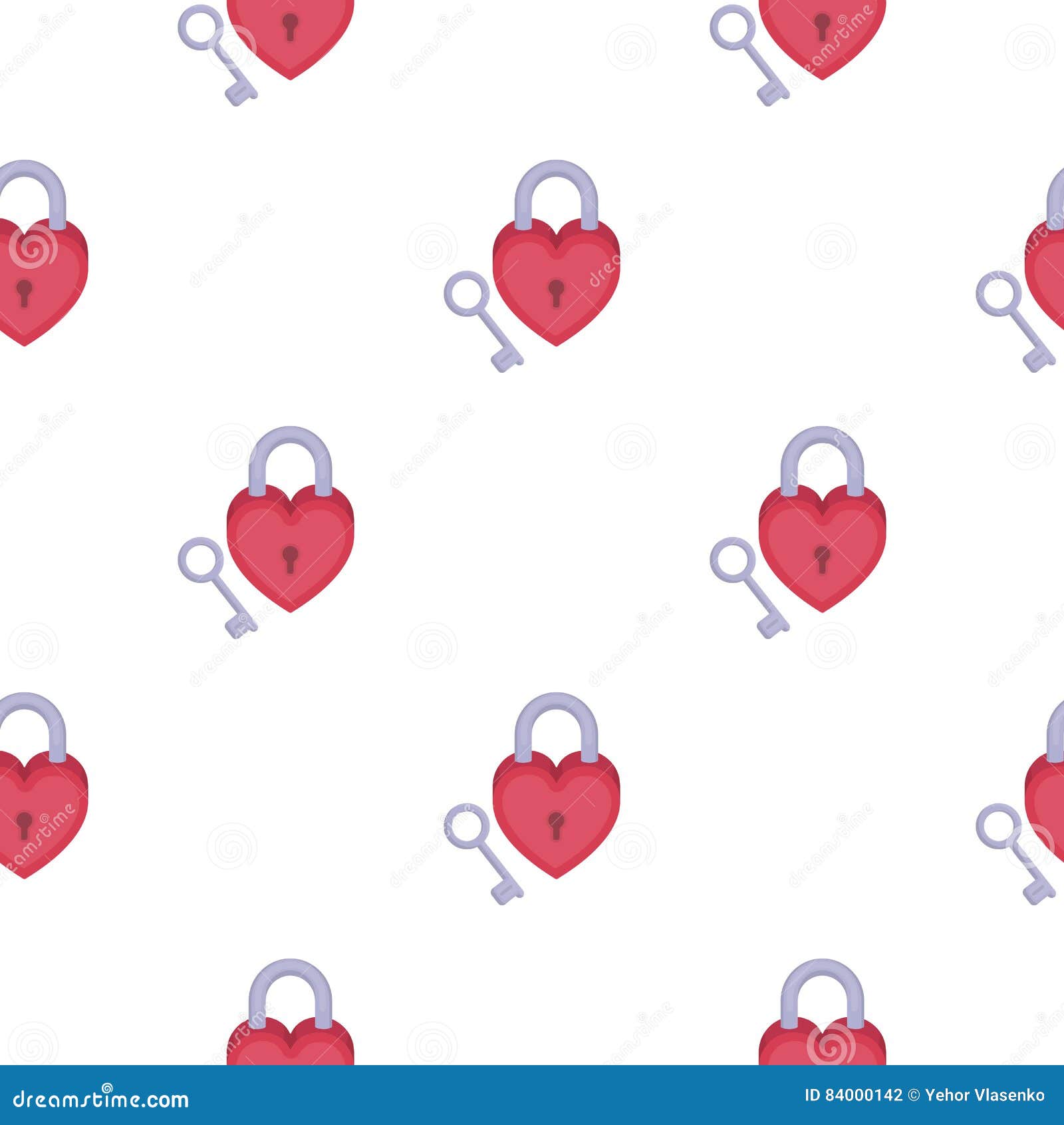 Lock and Key Icon in Cartoon Style on White Background. Romantic ...