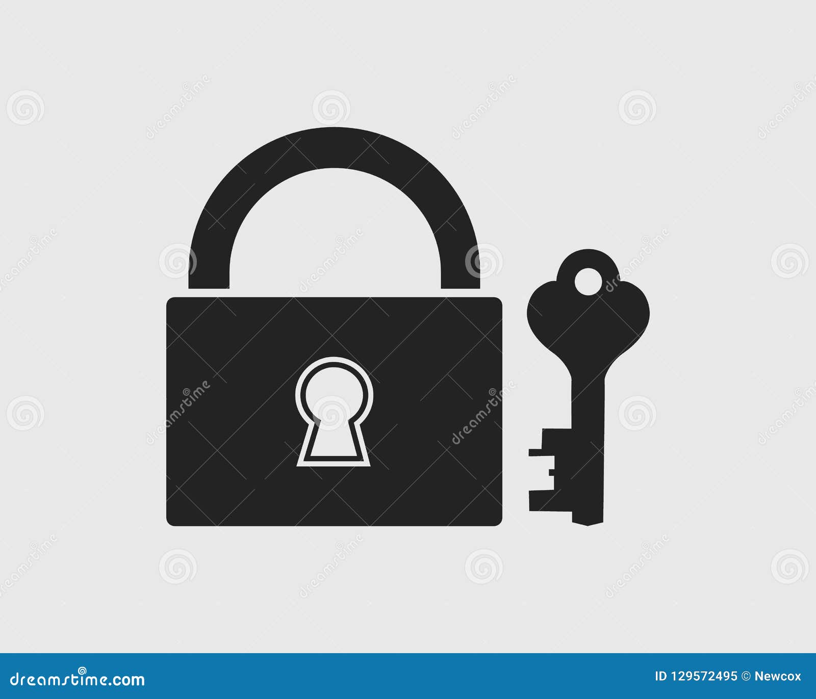 Lock and Key Icon . stock vector. Illustration of help - 129572495