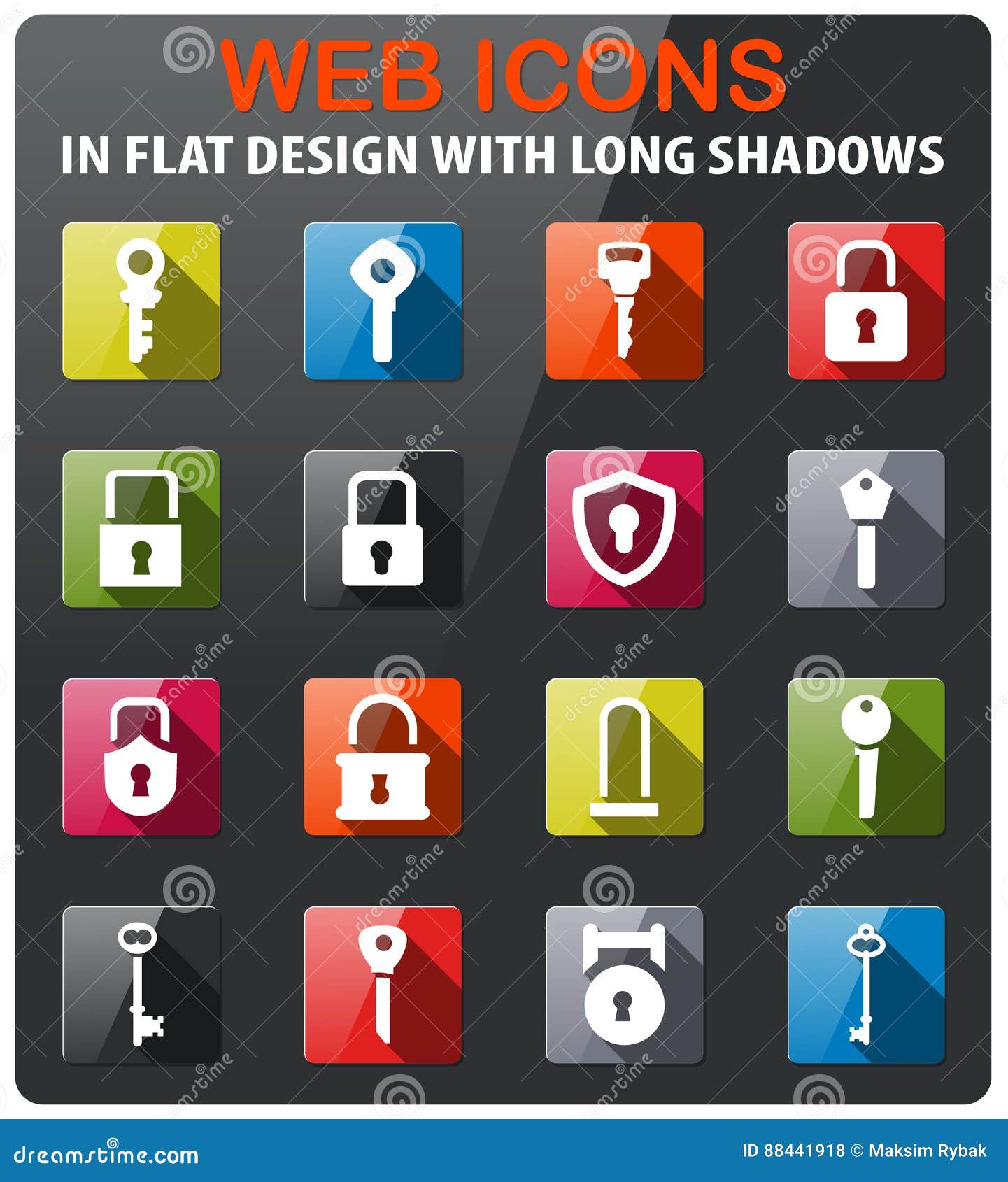 Lock and key icon set stock illustration. Illustration of lock - 88441918