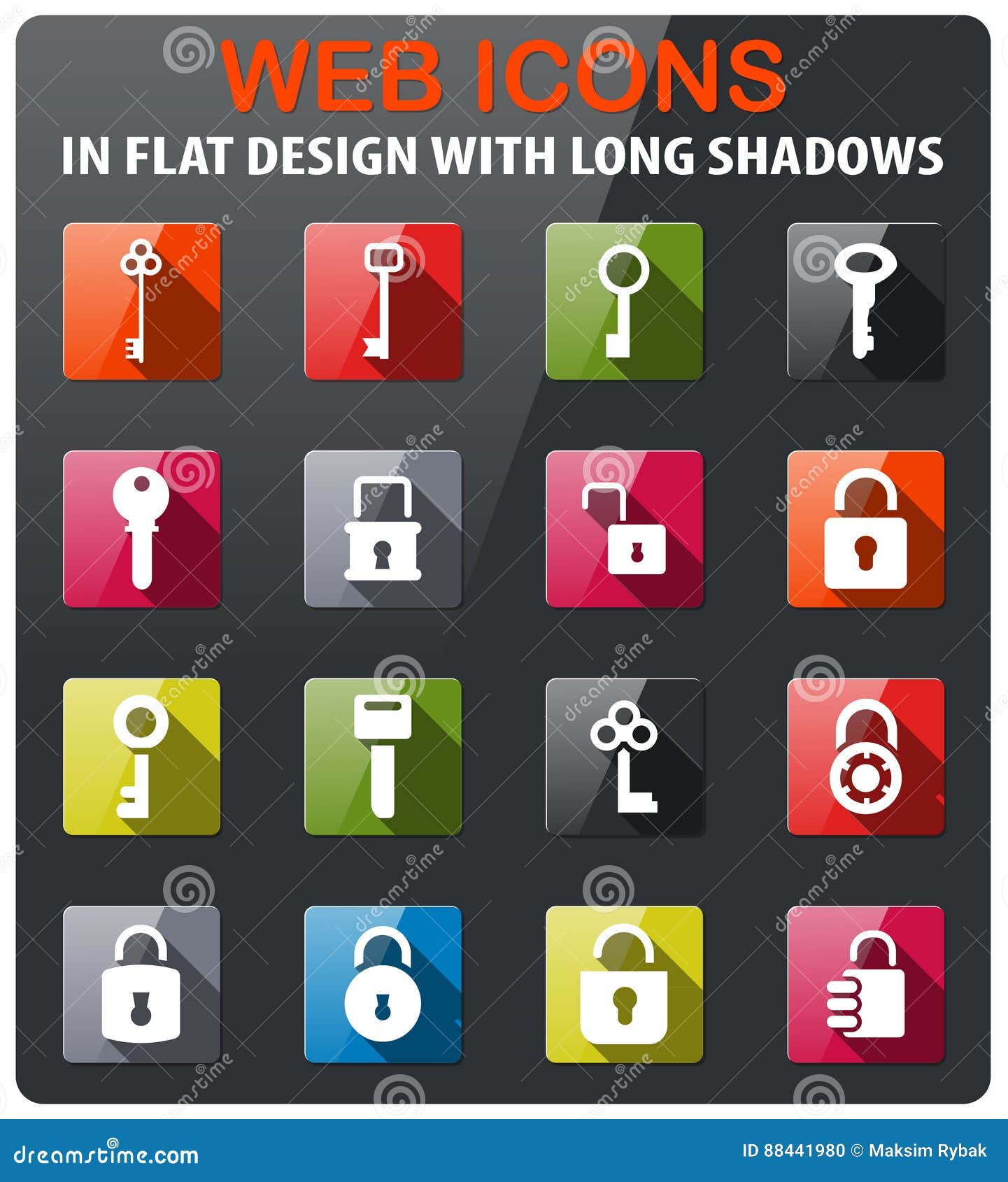 Lock and key icon set stock illustration. Illustration of safe - 88441980