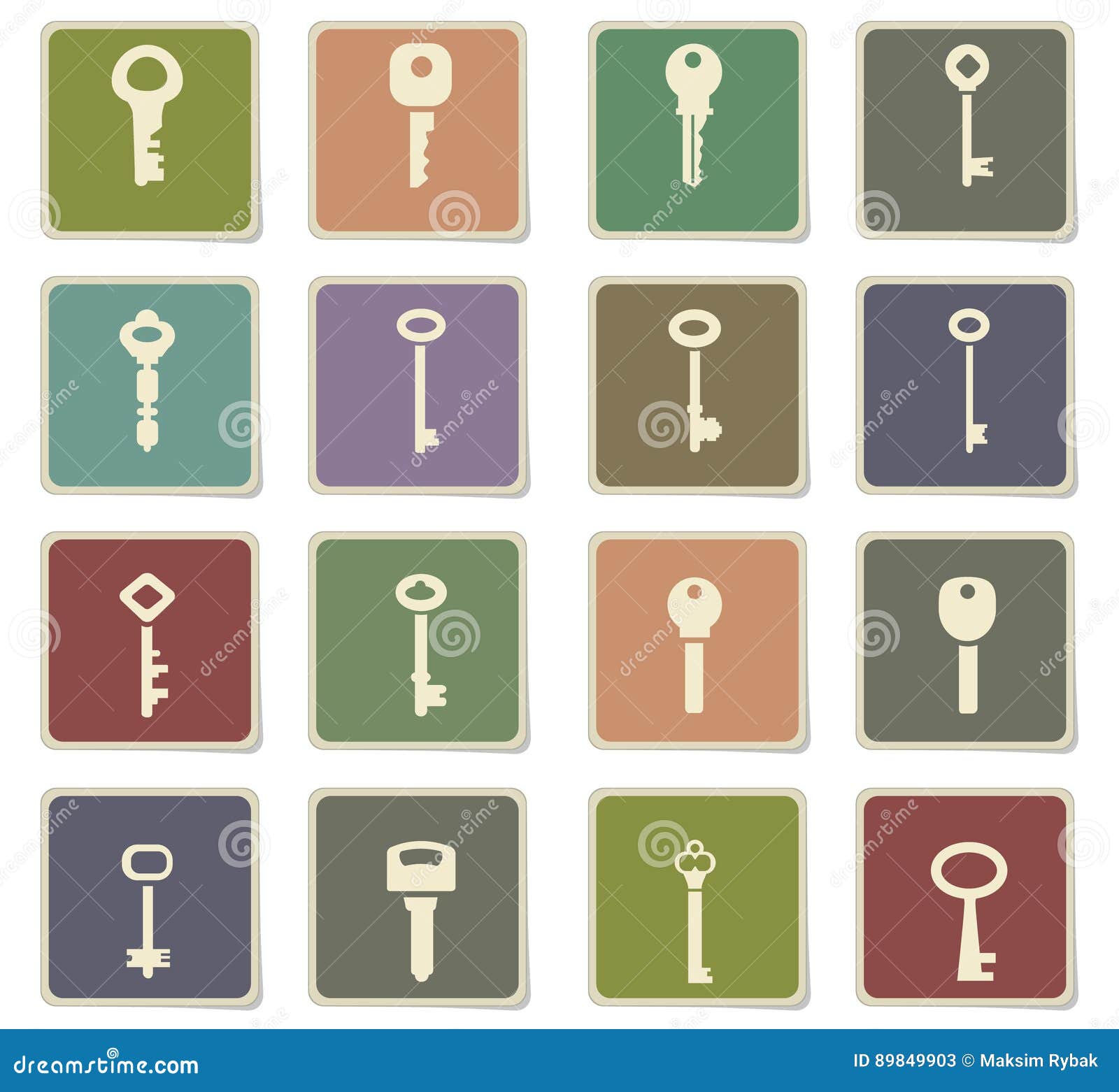 Lock and key icon set stock illustration. Illustration of safe - 89849903