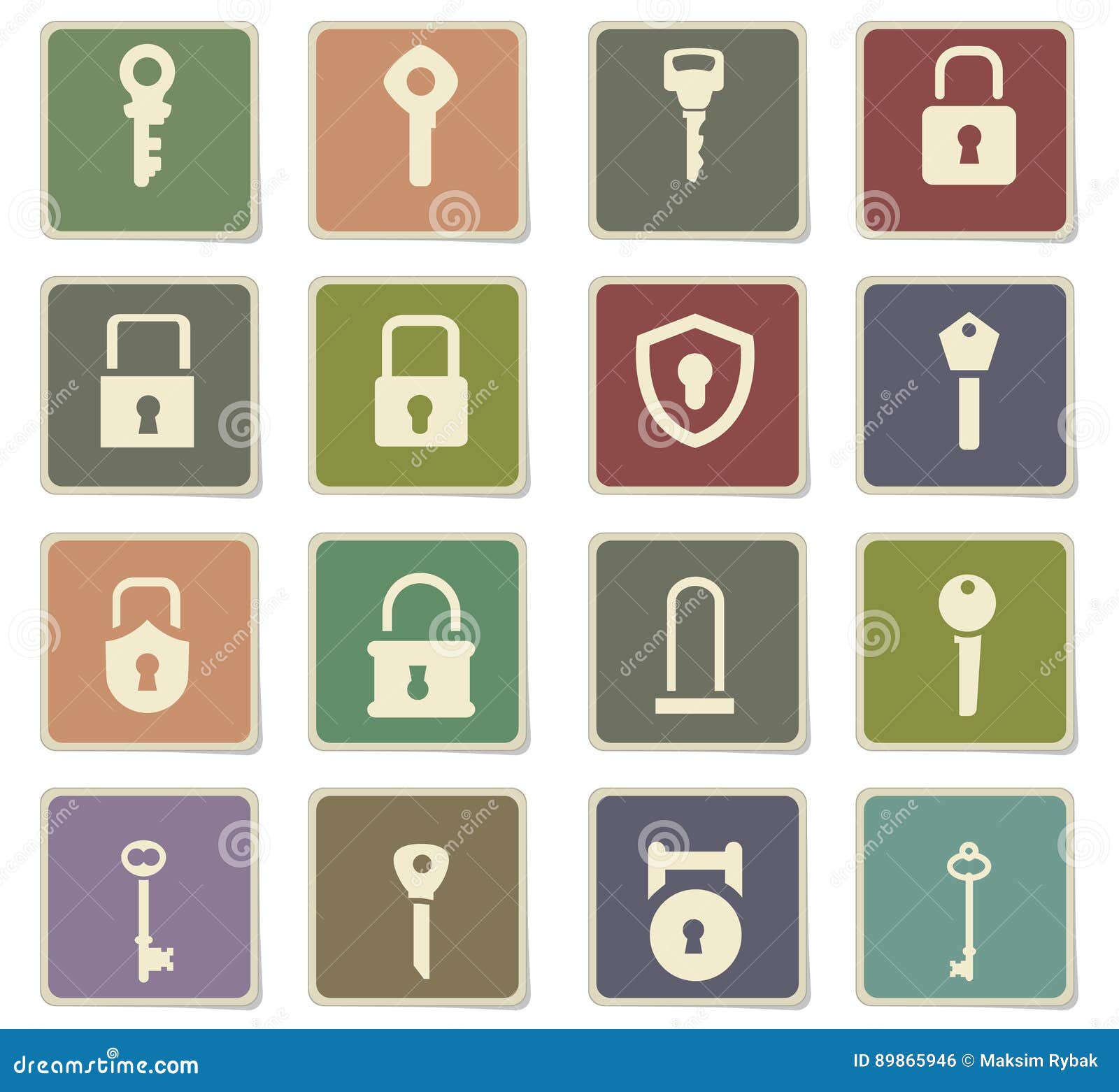 Lock and key icon set stock illustration. Illustration of coded - 89865946